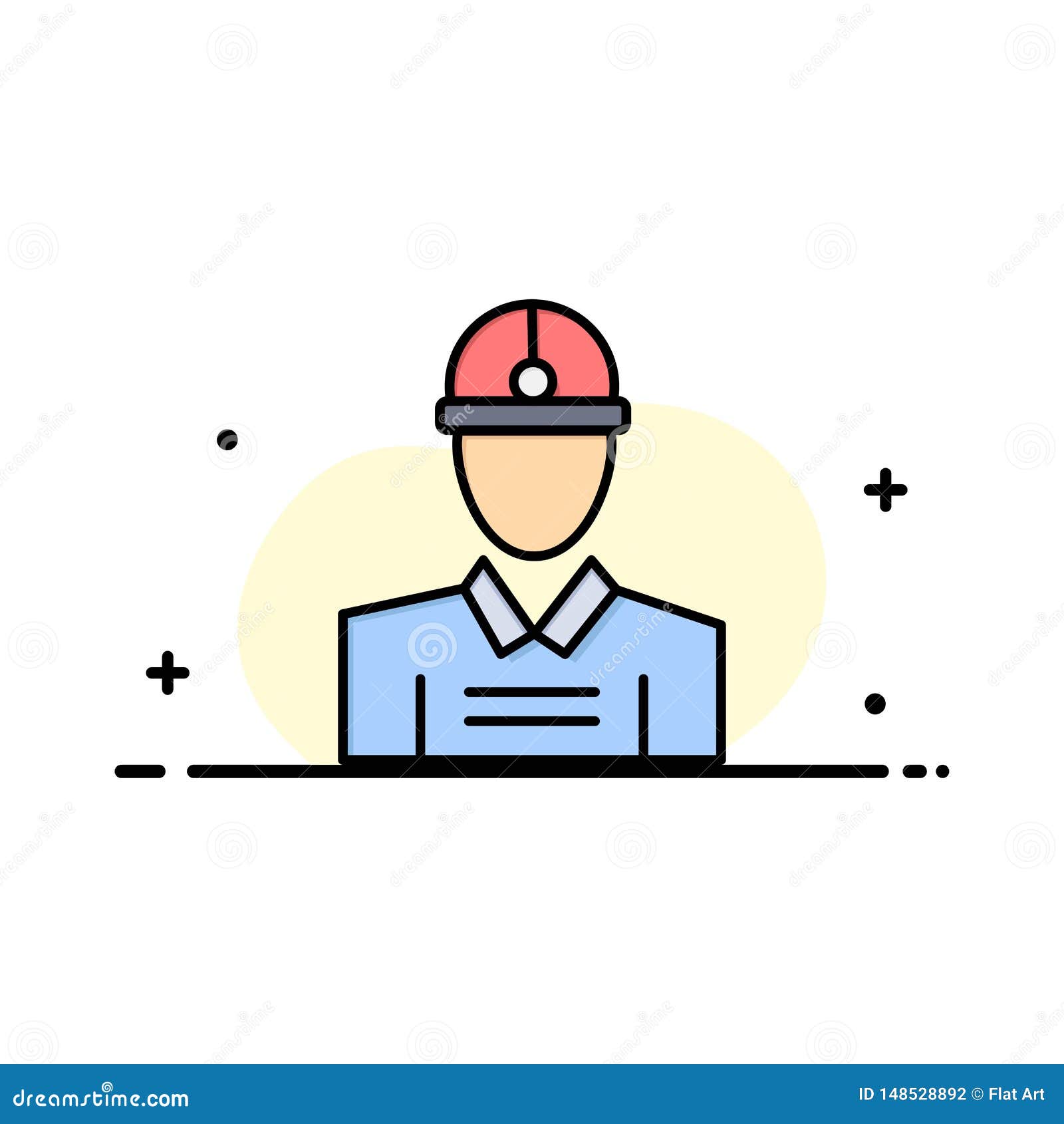 Construction, Engineer, Worker, Work Business Logo Template. Flat Color ...