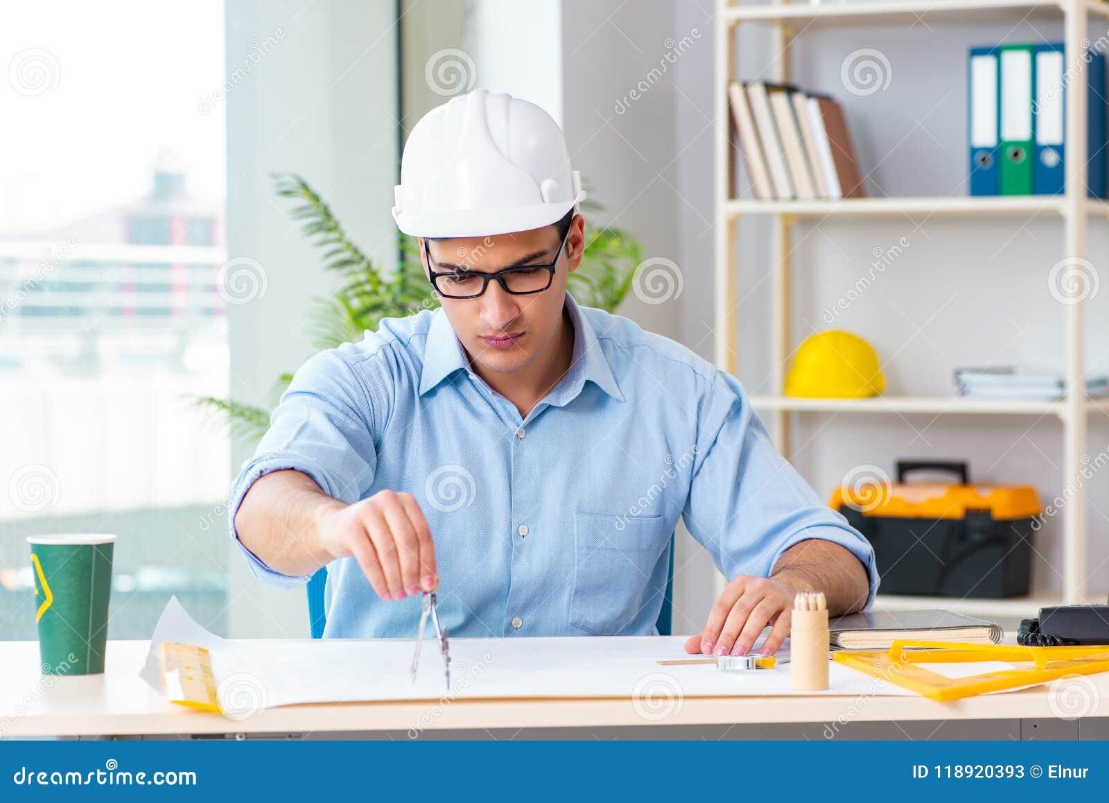 The Construction Engineer Working on New Project Stock Image - Image of ...
