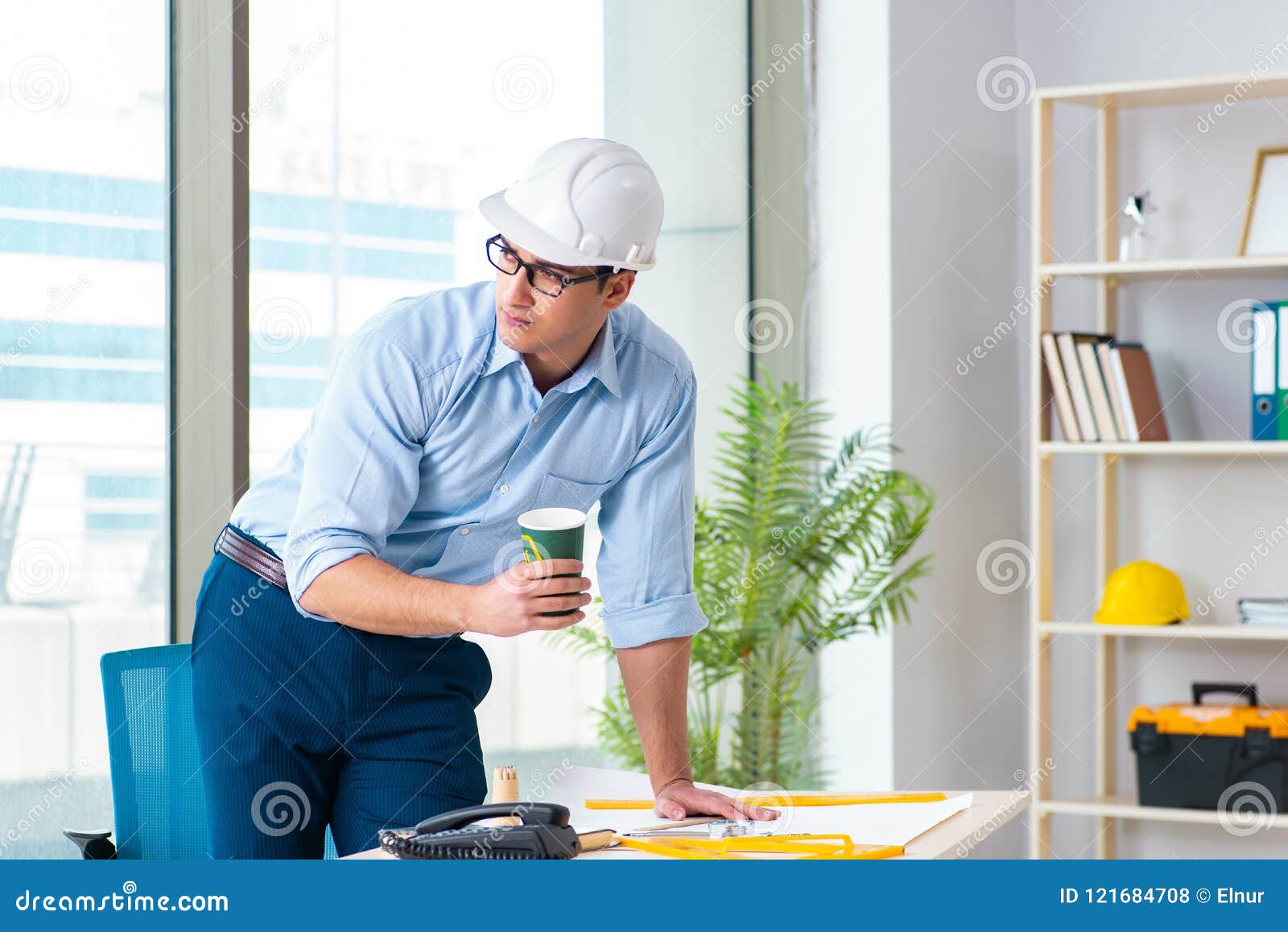 The Construction Engineer Working on New Project Stock Photo - Image of ...