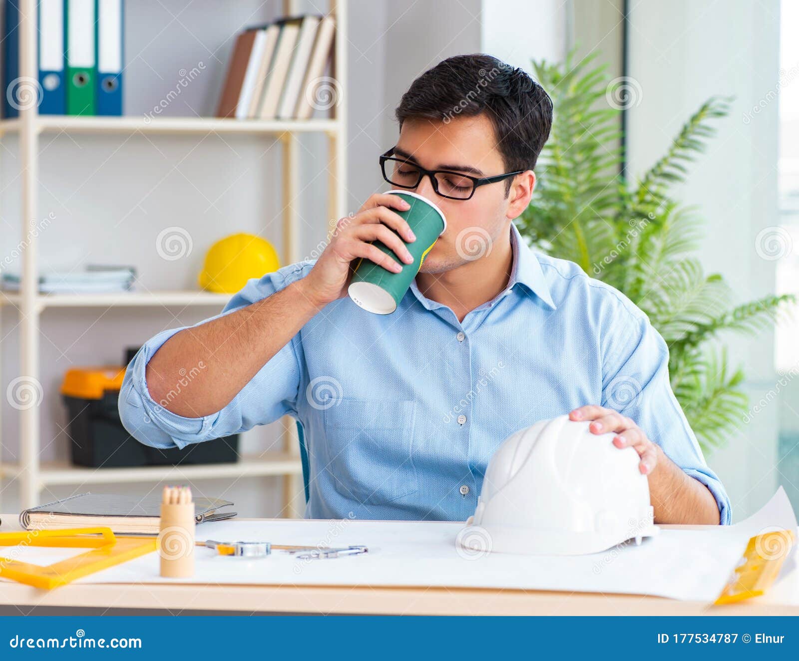 Construction Engineer Working on New Project Stock Image - Image of ...