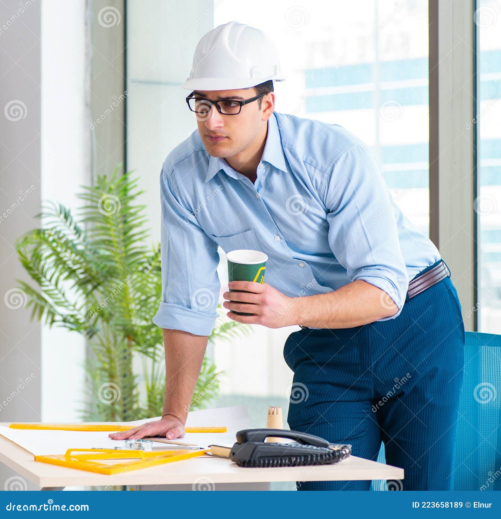 Construction Engineer Working on New Project Stock Image - Image of ...