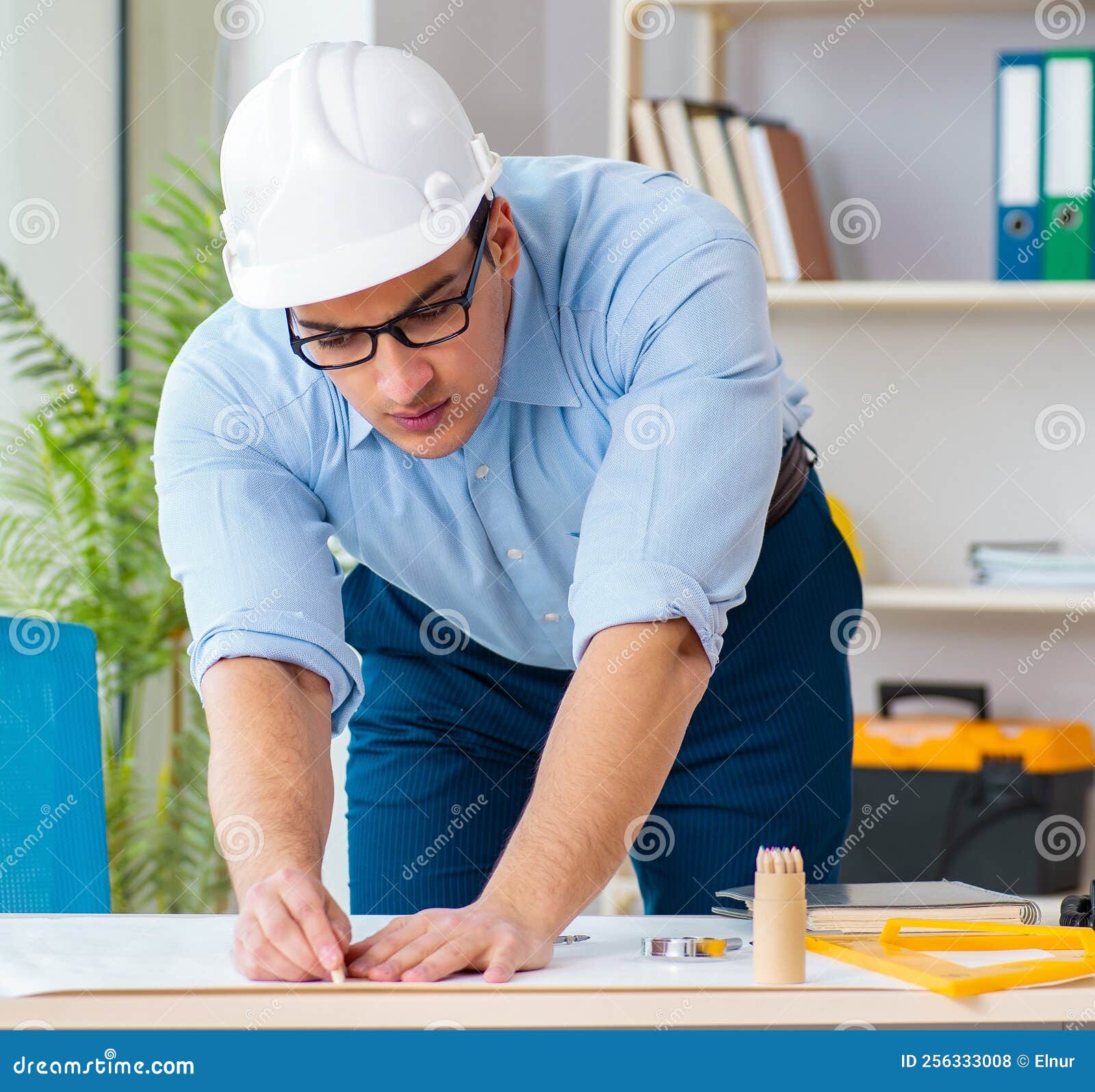 Construction Engineer Working on New Project Stock Photo - Image of ...