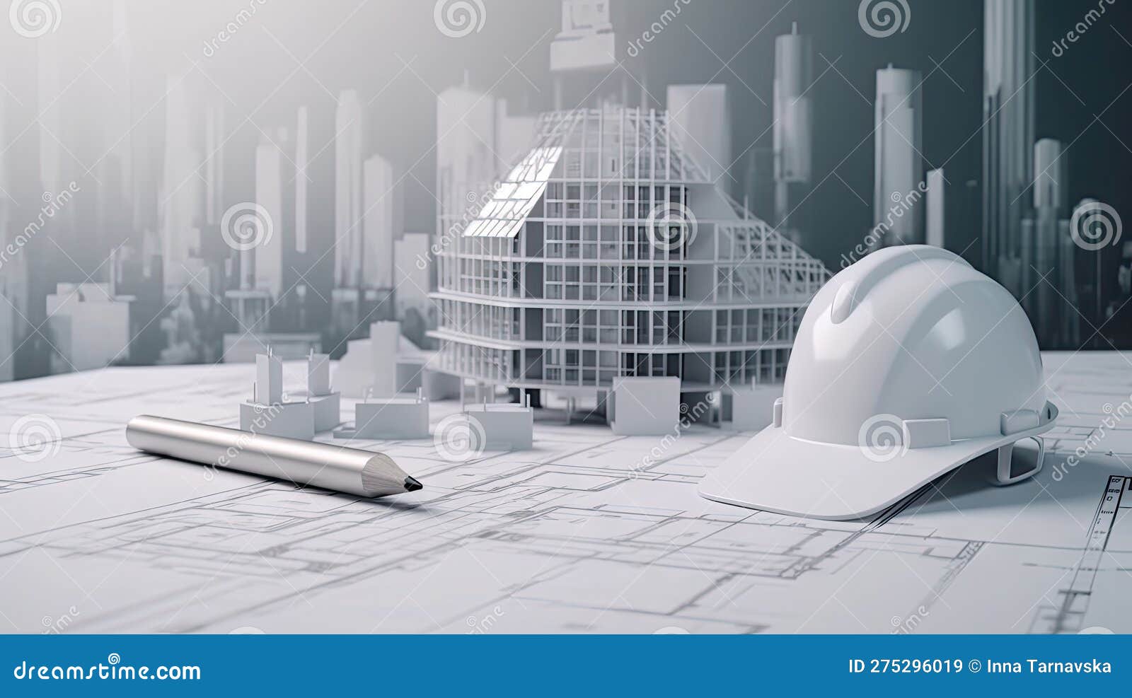 Construction, Engineer Works Concept. Architectural Model of Modern ...