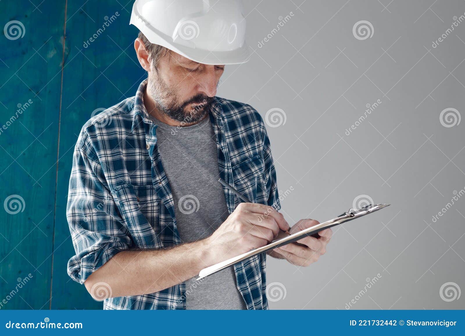 Construction Engineer Writing Project Notes on Clipboard Notepad Paper ...