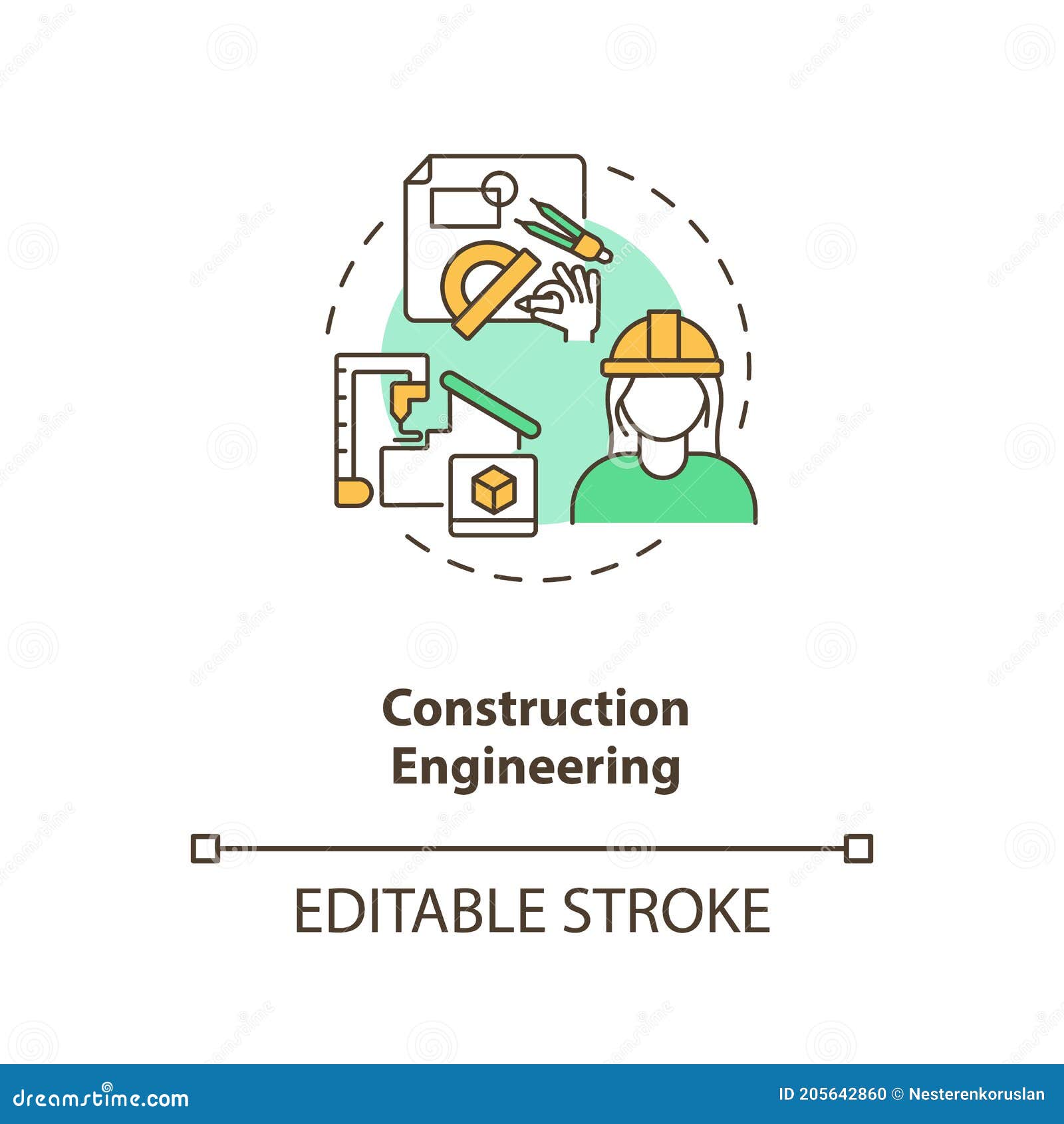 Construction Engineering Concept Icon Stock Vector - Illustration of ...