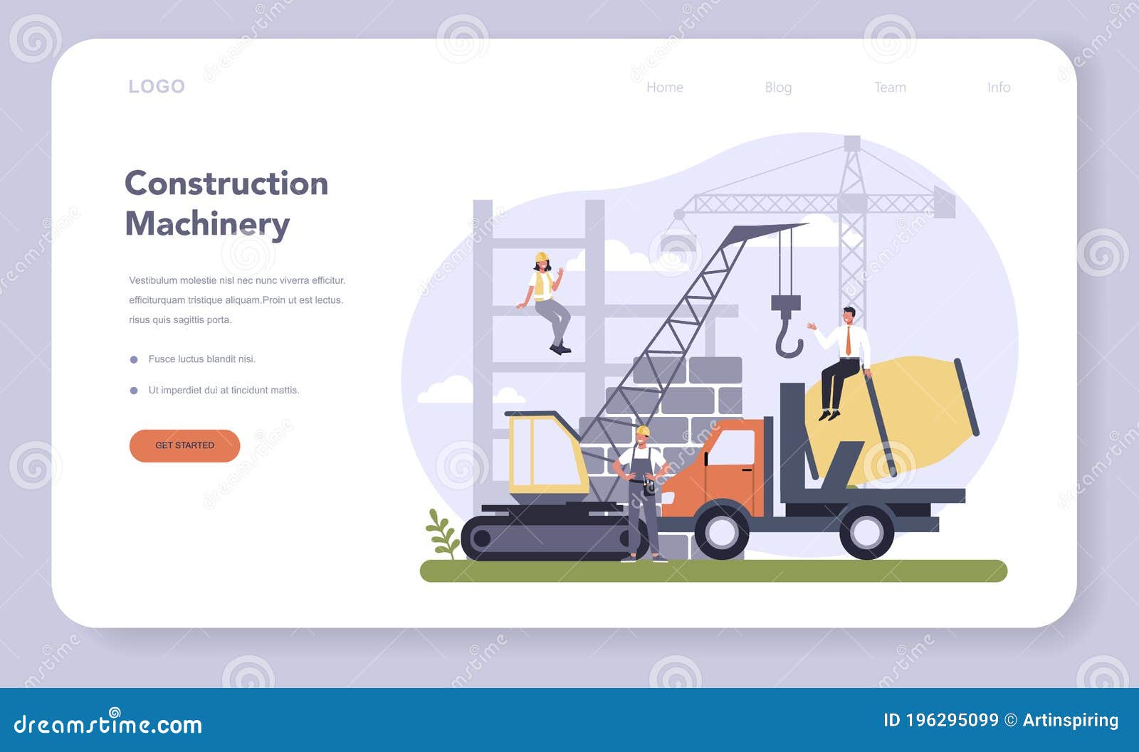 Construction and Engineering Industry Web Banner or Landing Page. Stock ...