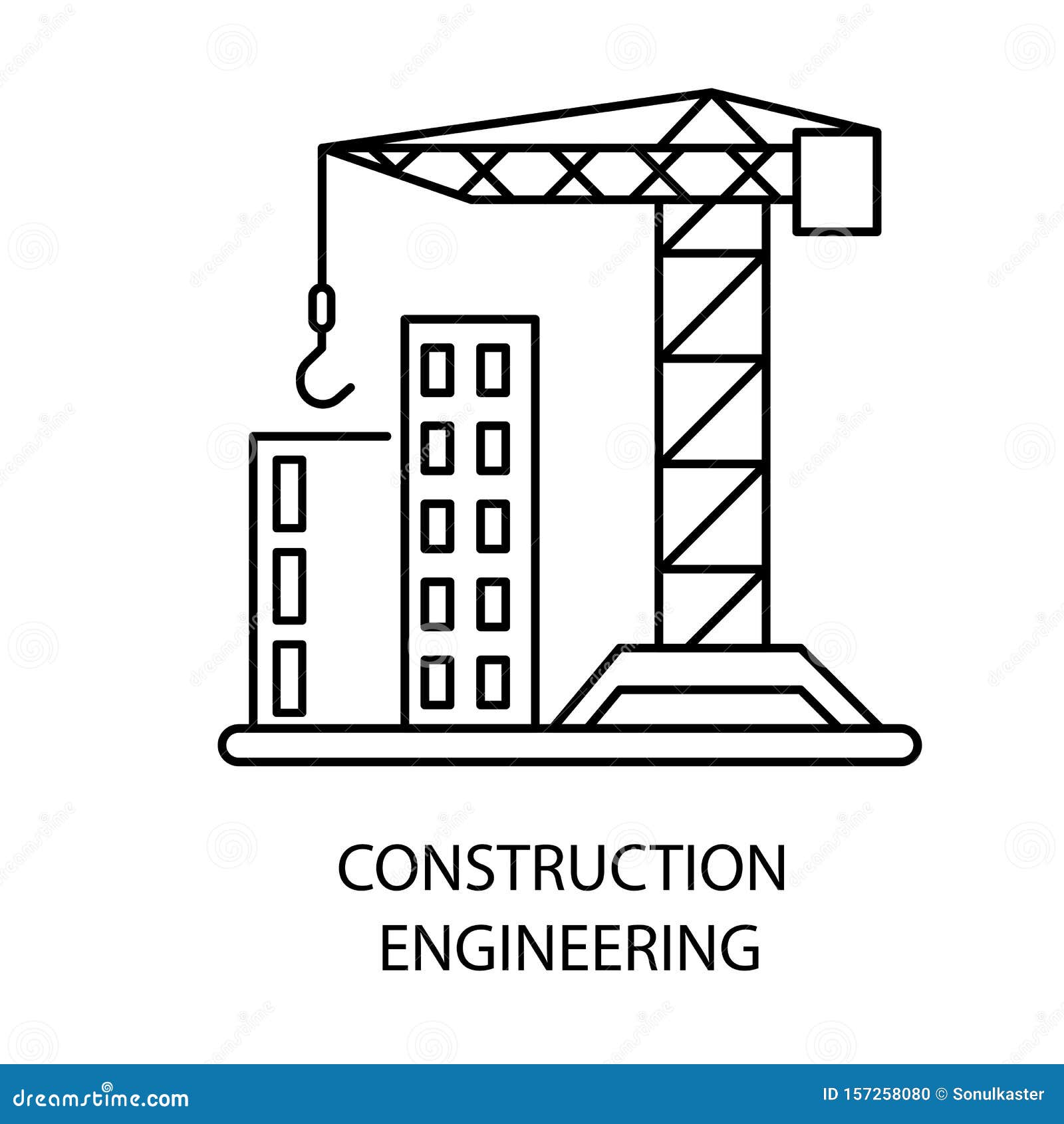 Construction Engineering Isolated Outline Icon, House Building Stock ...