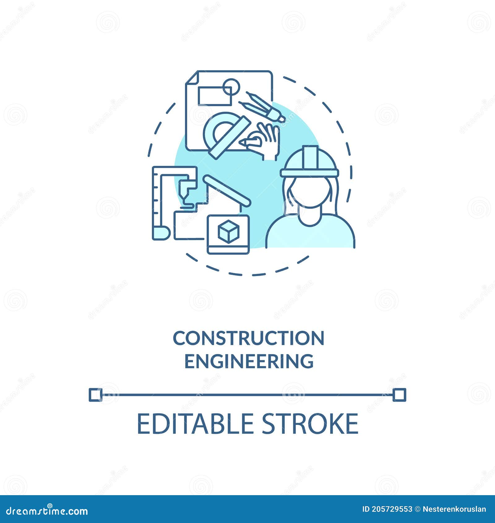 Construction Engineering Turquoise Concept Icon Stock Vector ...