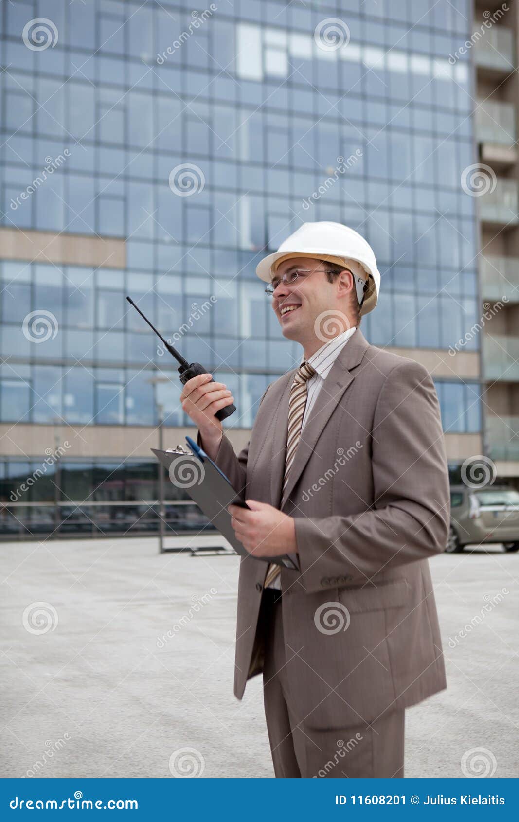 Construction Engineering Worker/manager on Radio Stock Image - Image of ...