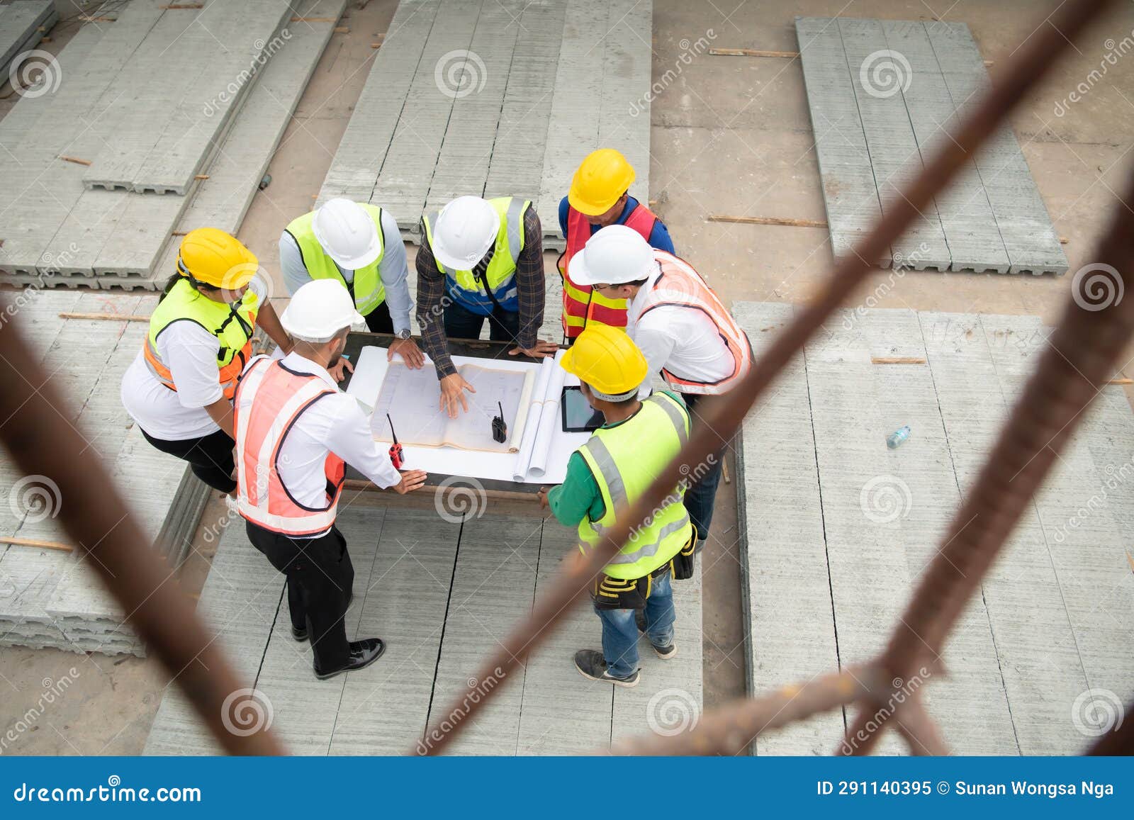 Construction Engineers, Architects, and Foremen Form a Group. Stock ...