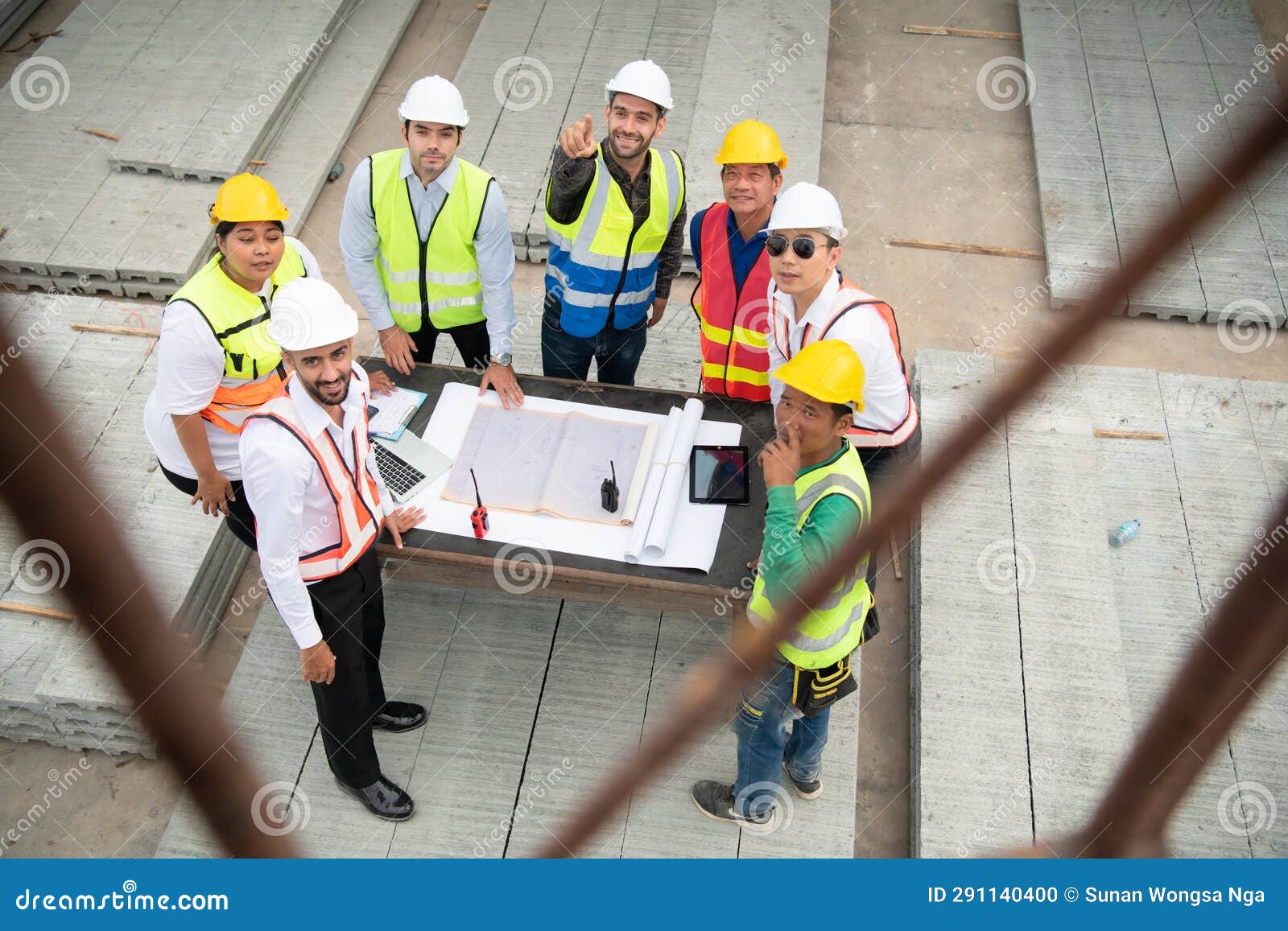 Construction Engineers, Architects, and Foremen Form a Group. Stock ...