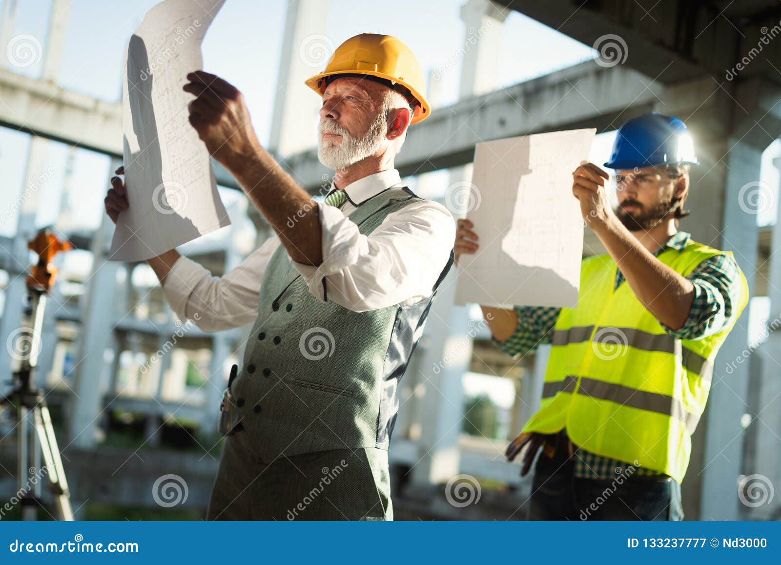 Construction Engineers Discussion with Architects at Construction or ...