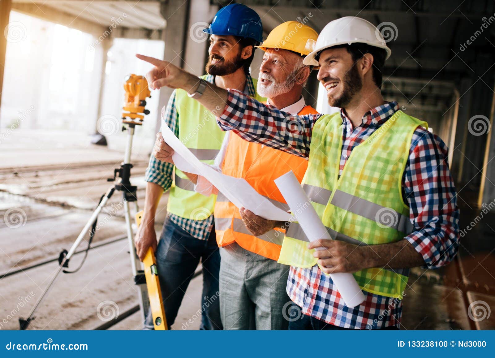 Construction Engineers Discussion with Architects at Construction or ...