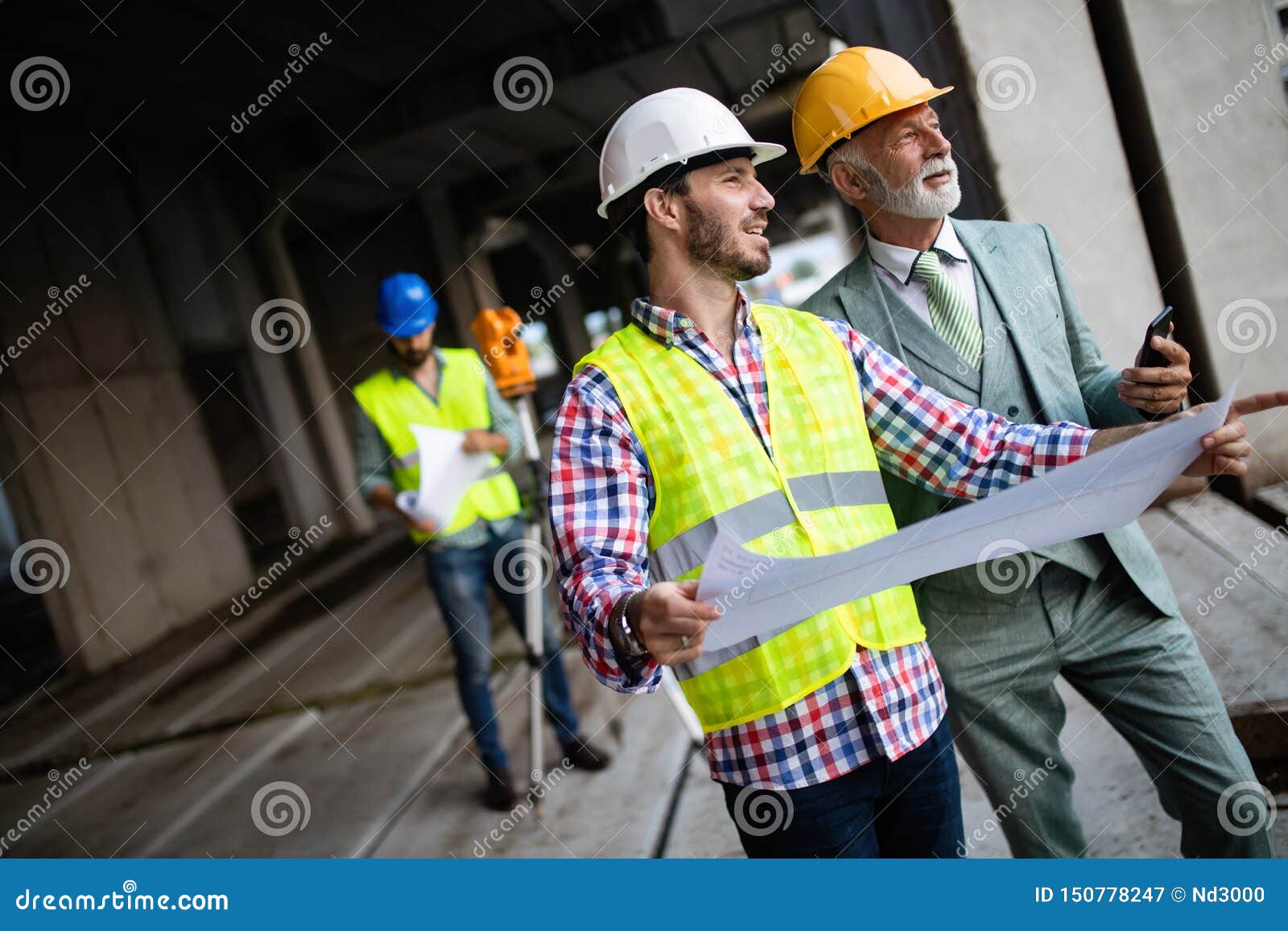 Construction Engineers Discussion with Architects at Construction or ...