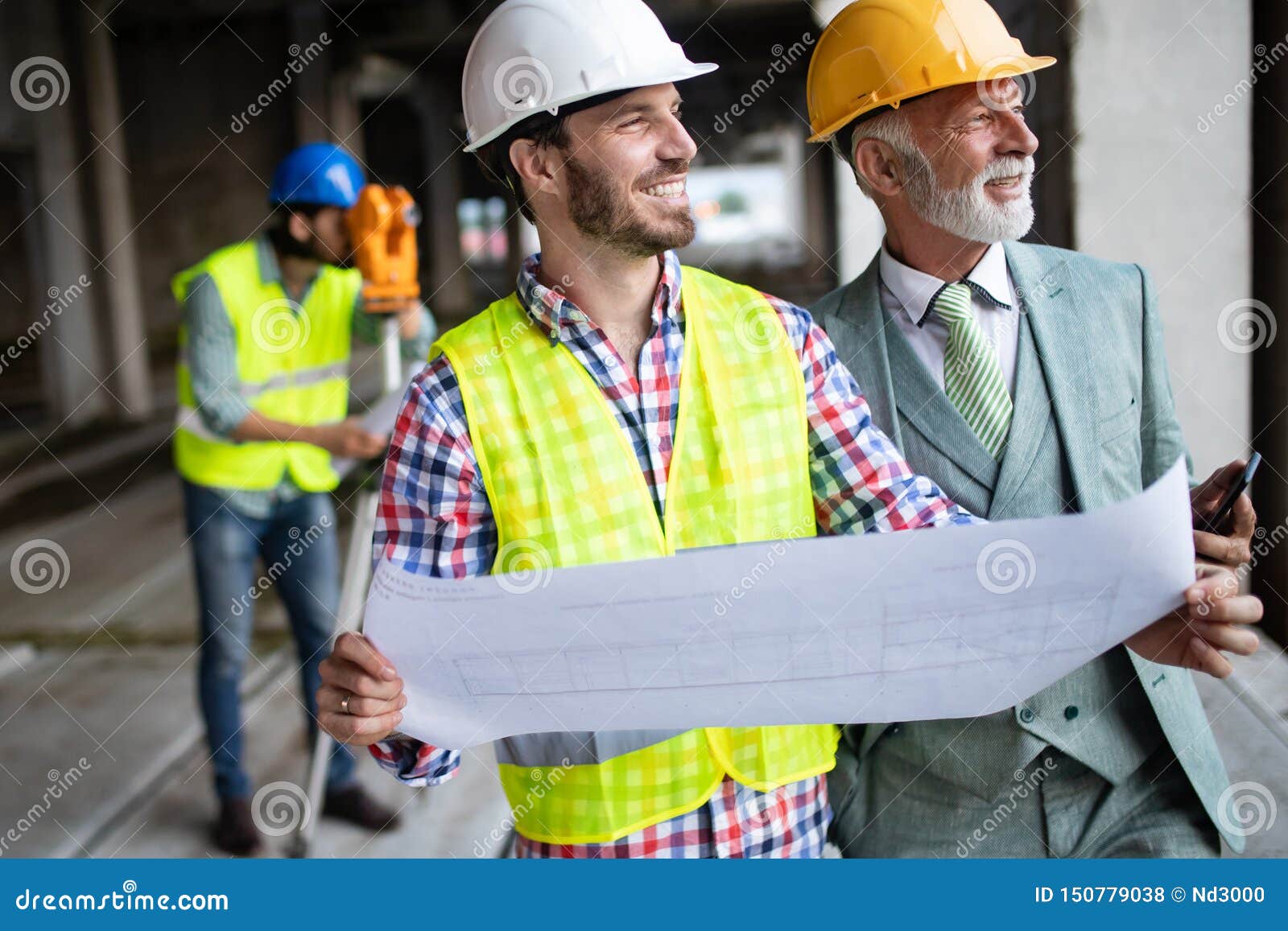 Construction Engineers Discussion with Architects at Construction or ...