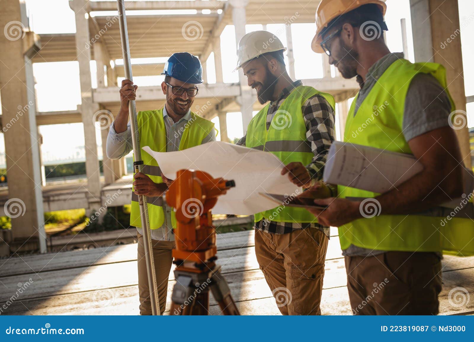 Construction Engineers Discussion with Architects at Construction or ...