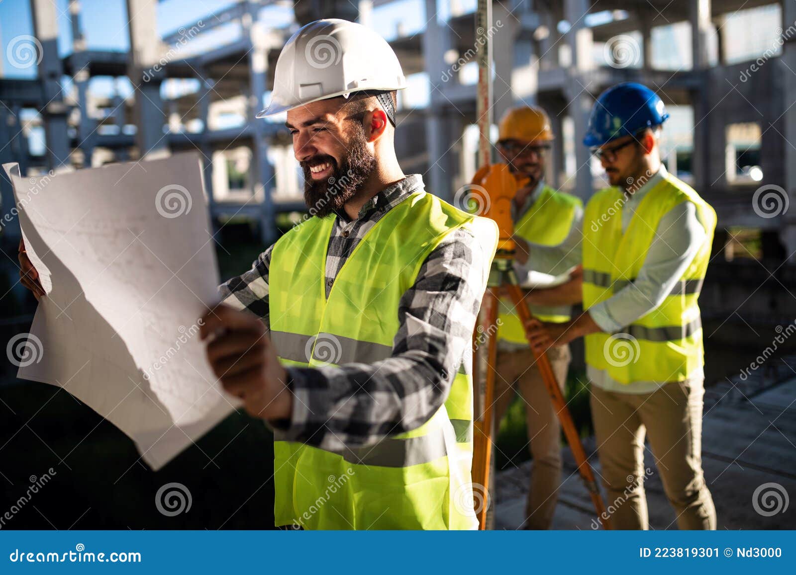 Construction Engineers Discussion with Architects at Construction or ...