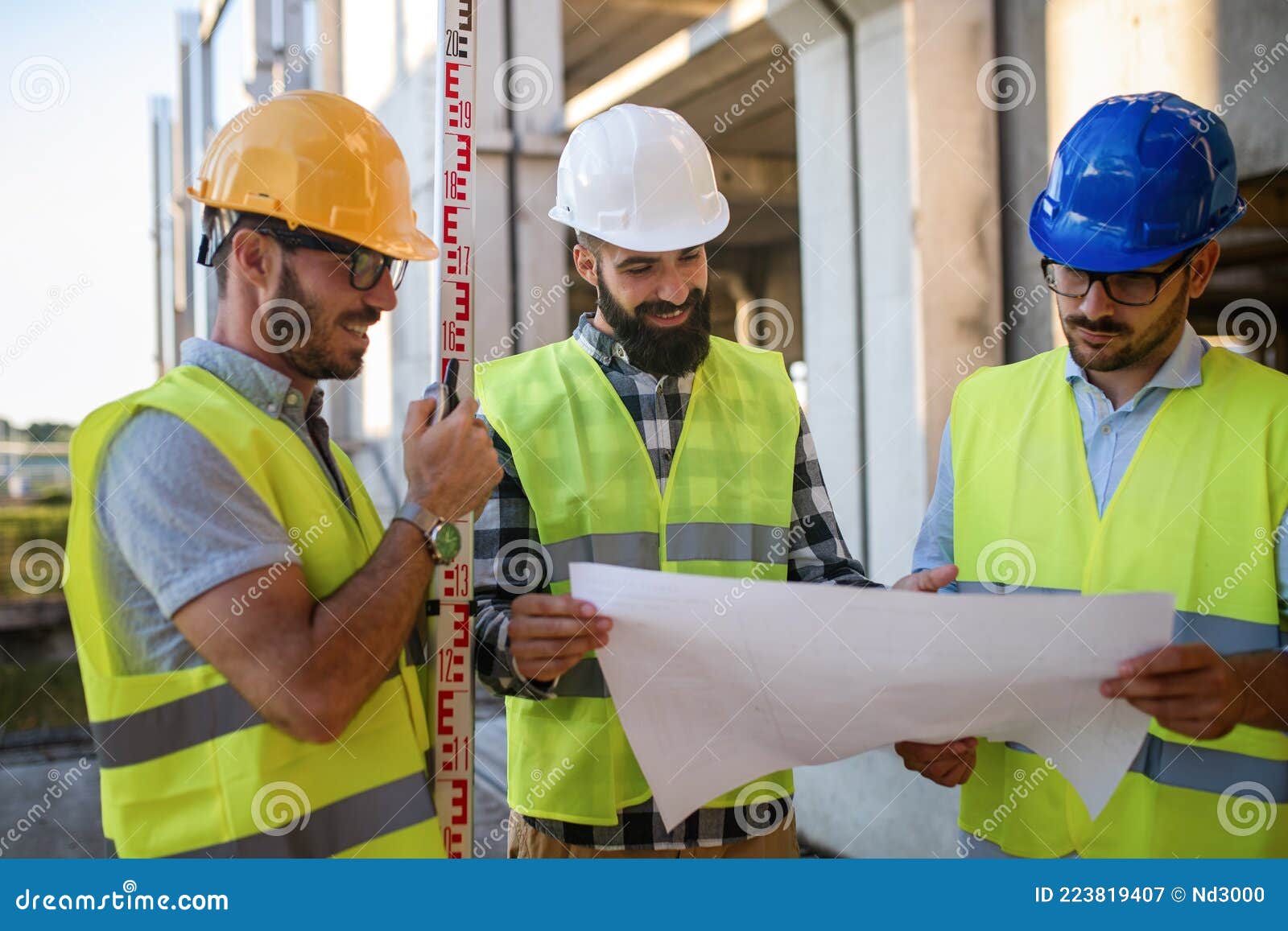 Construction Engineers Discussion with Architects at Construction or ...