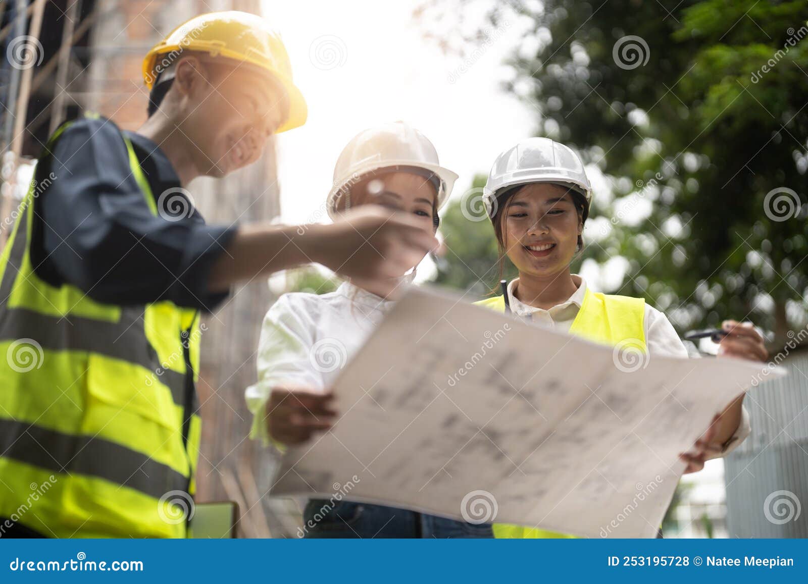 Construction Engineers Discussion with Architects at Construction or ...