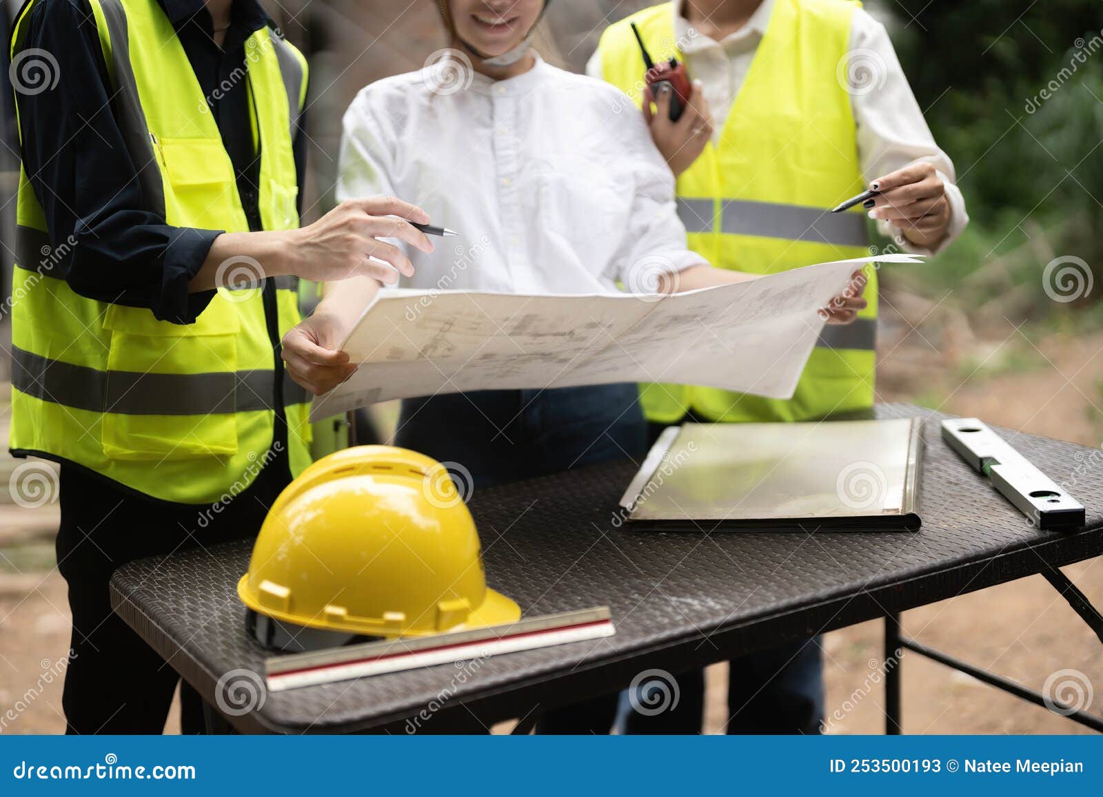 Construction Engineers Discussion with Architects at Construction or ...