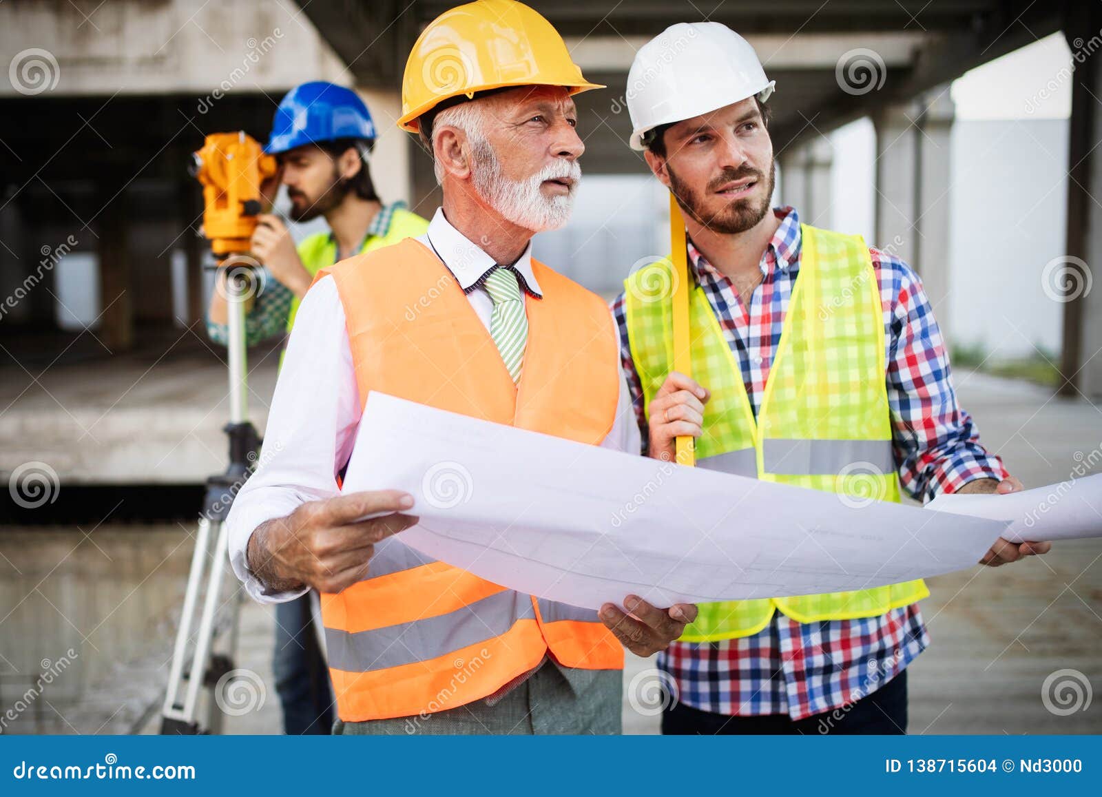 Construction Engineers Discussion with Architects at Construction or ...