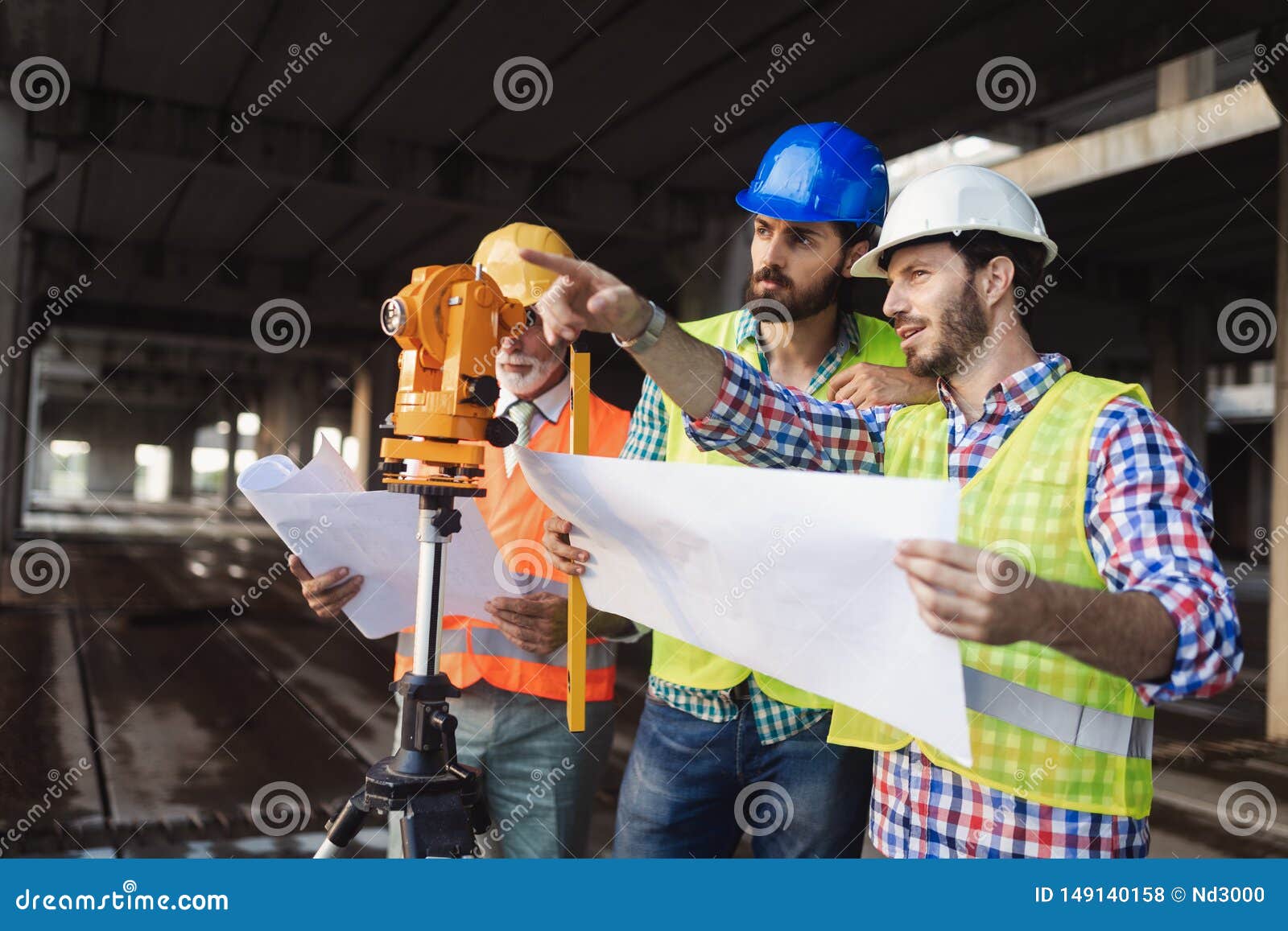 Construction Engineers Discussion with Architects at Construction or ...