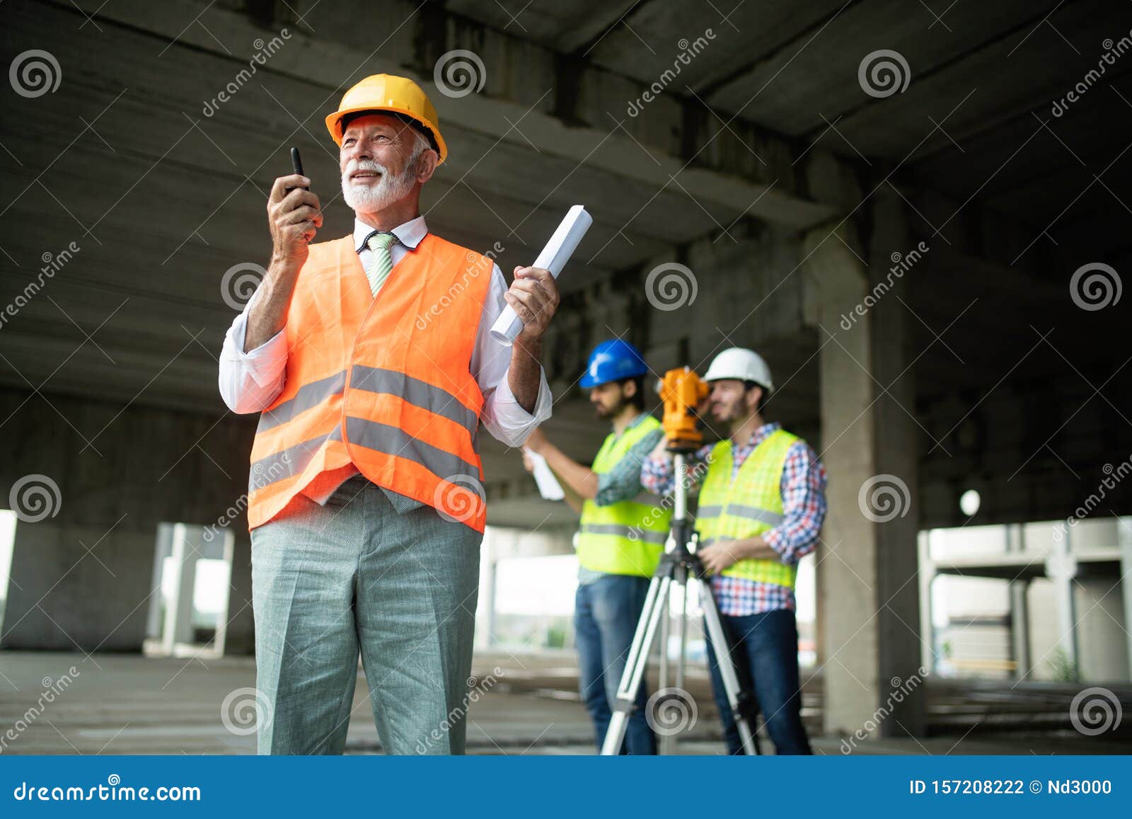 Construction Engineers Discussion with Architects at Construction or ...