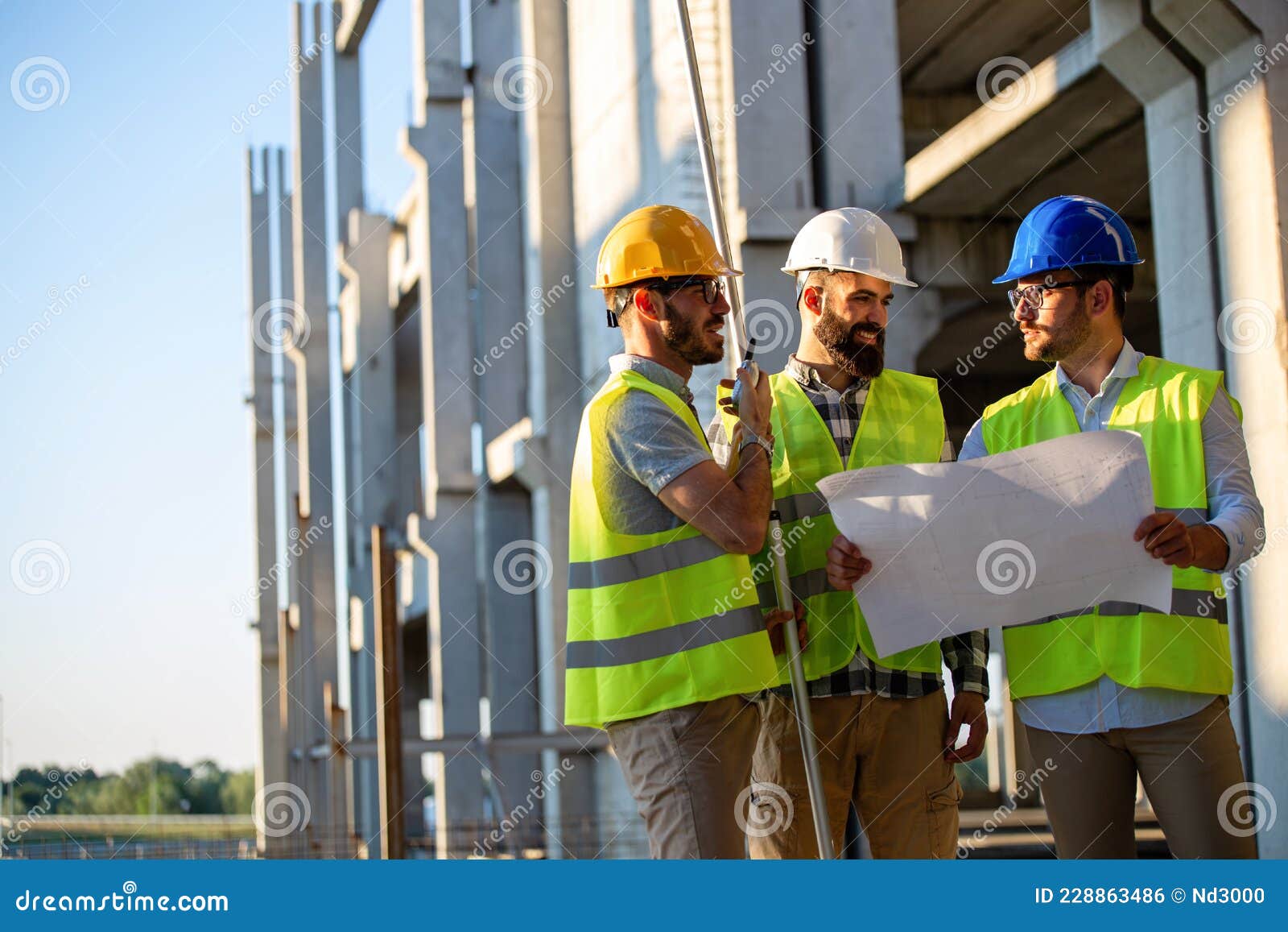 Construction Engineers Discussion with Architects at Construction or ...