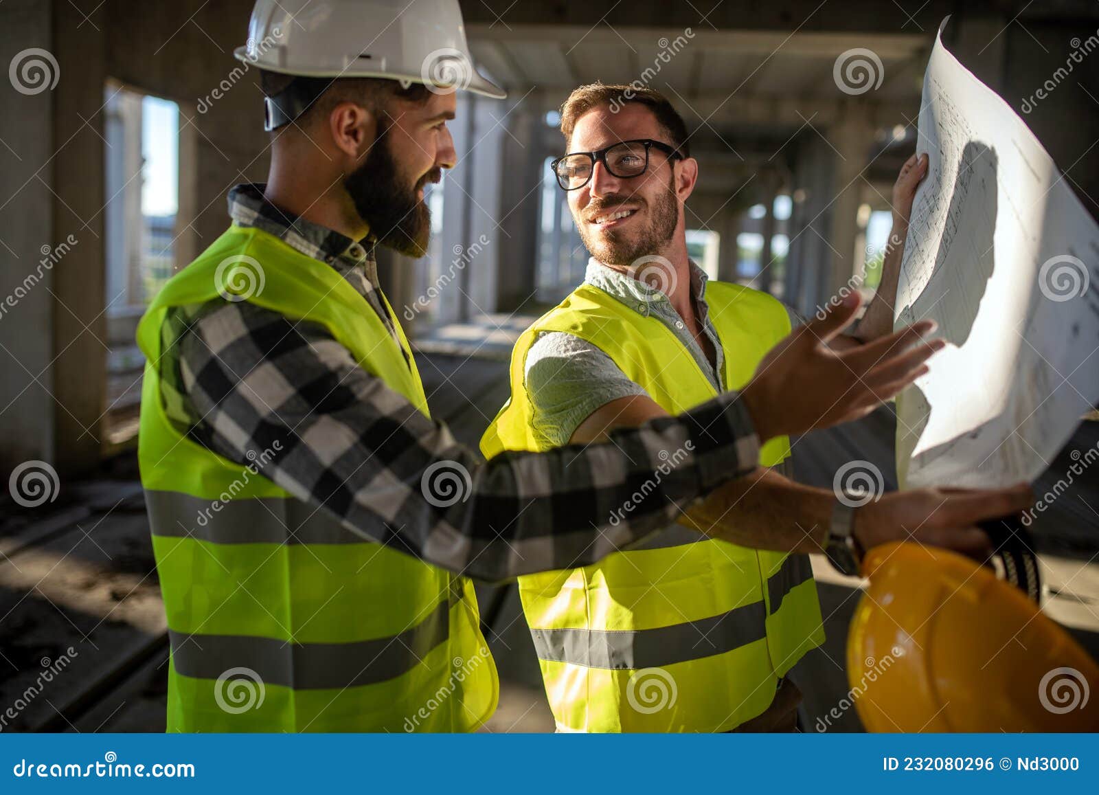 Construction Engineers Discussion with Architects at Construction or ...