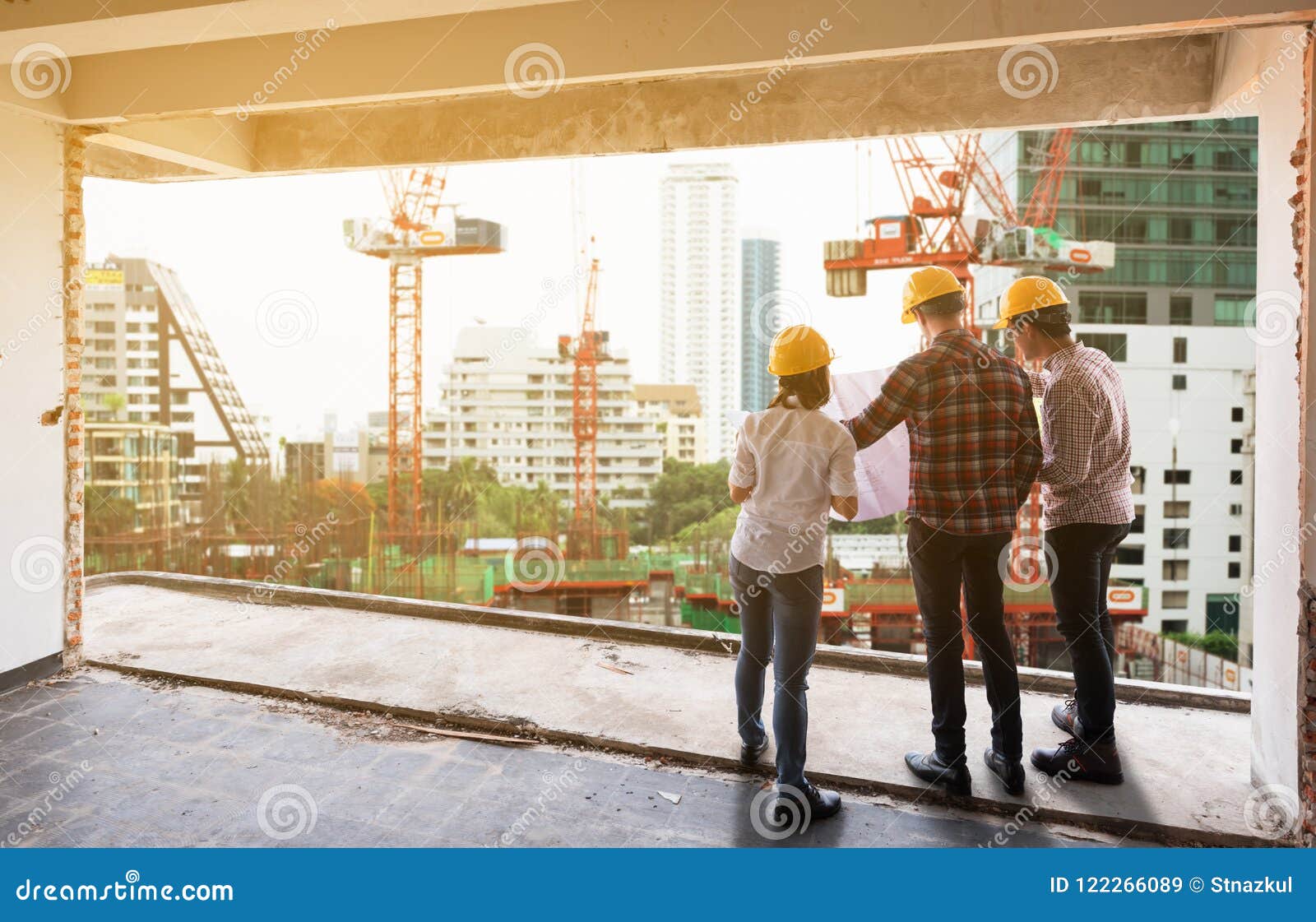 Construction Engineers Team Discussion And Brainstorming Meeting For ...