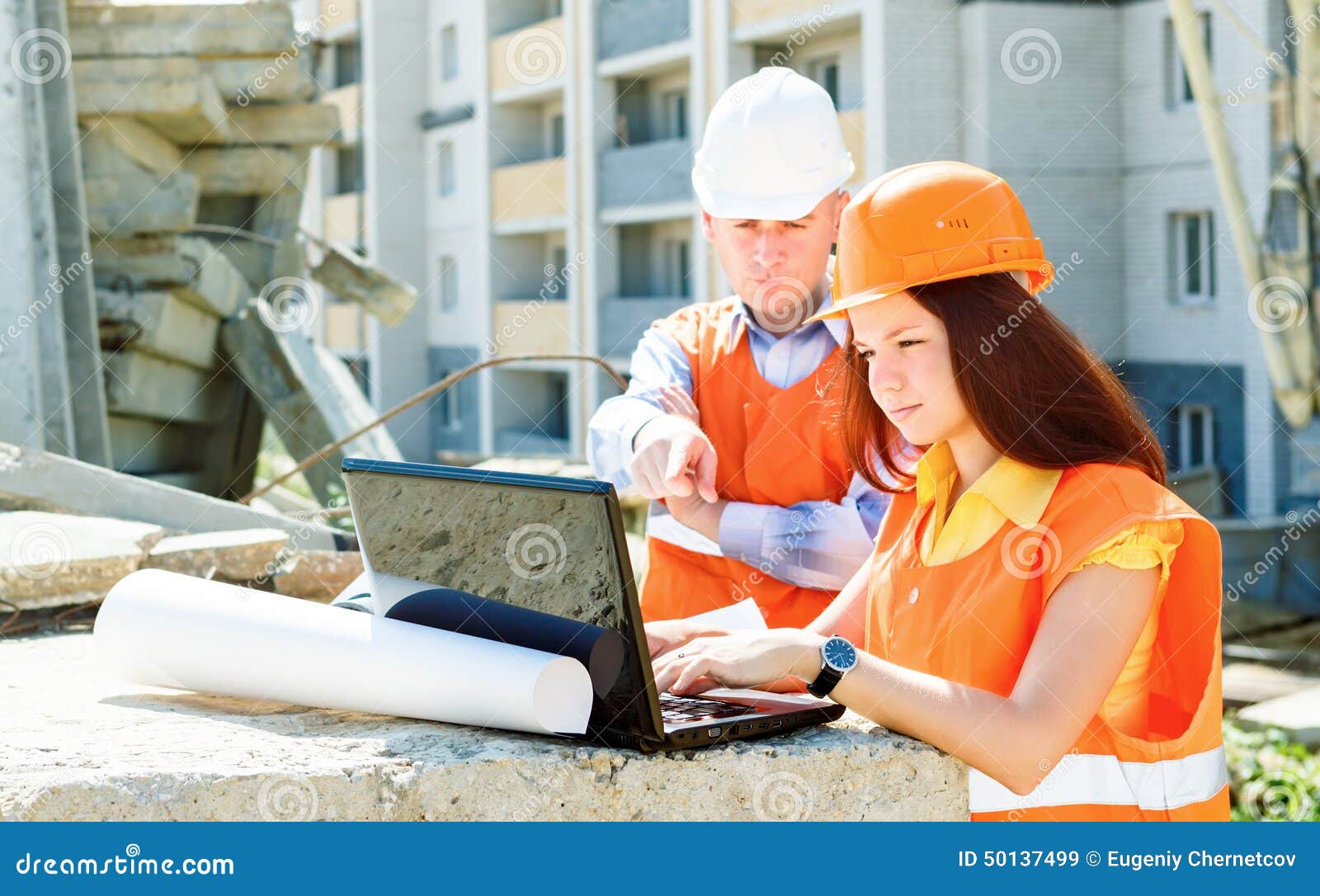 Construction Engineers Working Together Stock Image - Image of ...