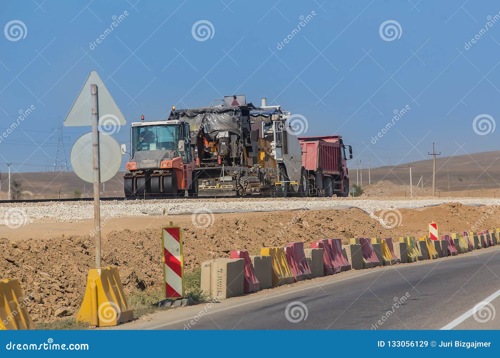 Construction Equipment on the Construction of Highway Stock Image ...