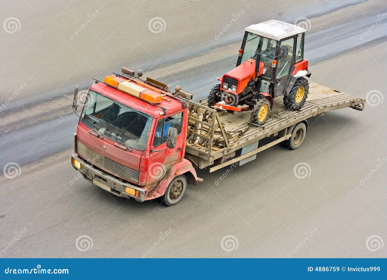 Construction Equipment Delivered by Rescue Truck Stock Image - Image of ...
