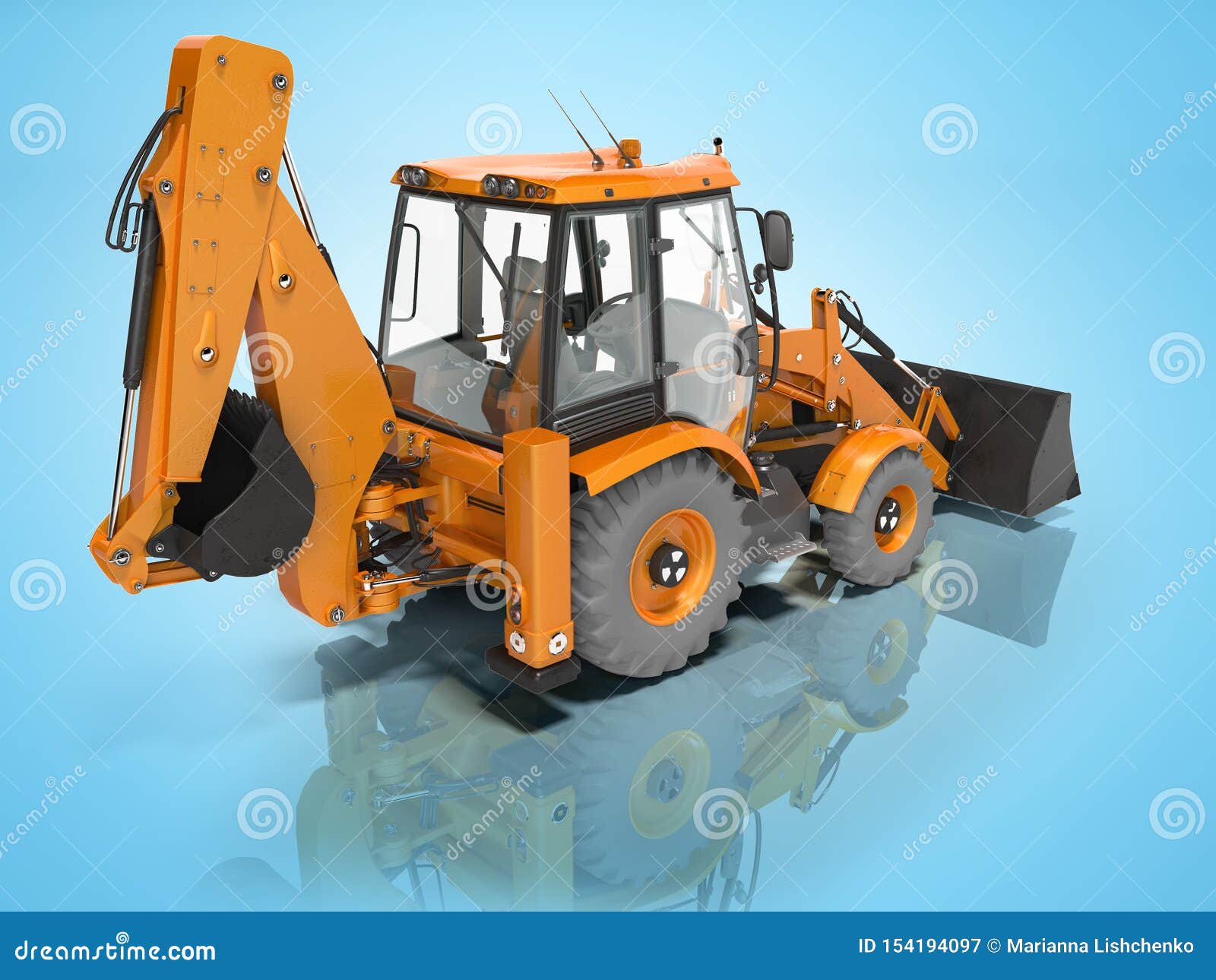 Construction Equipment Excavator Loader with Bucket at the Base of the ...