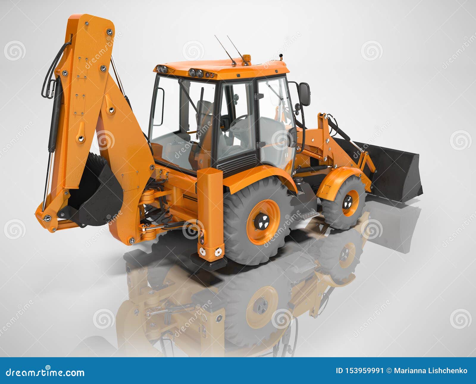 Construction Equipment Excavator Loader with Bucket at the Base of the ...