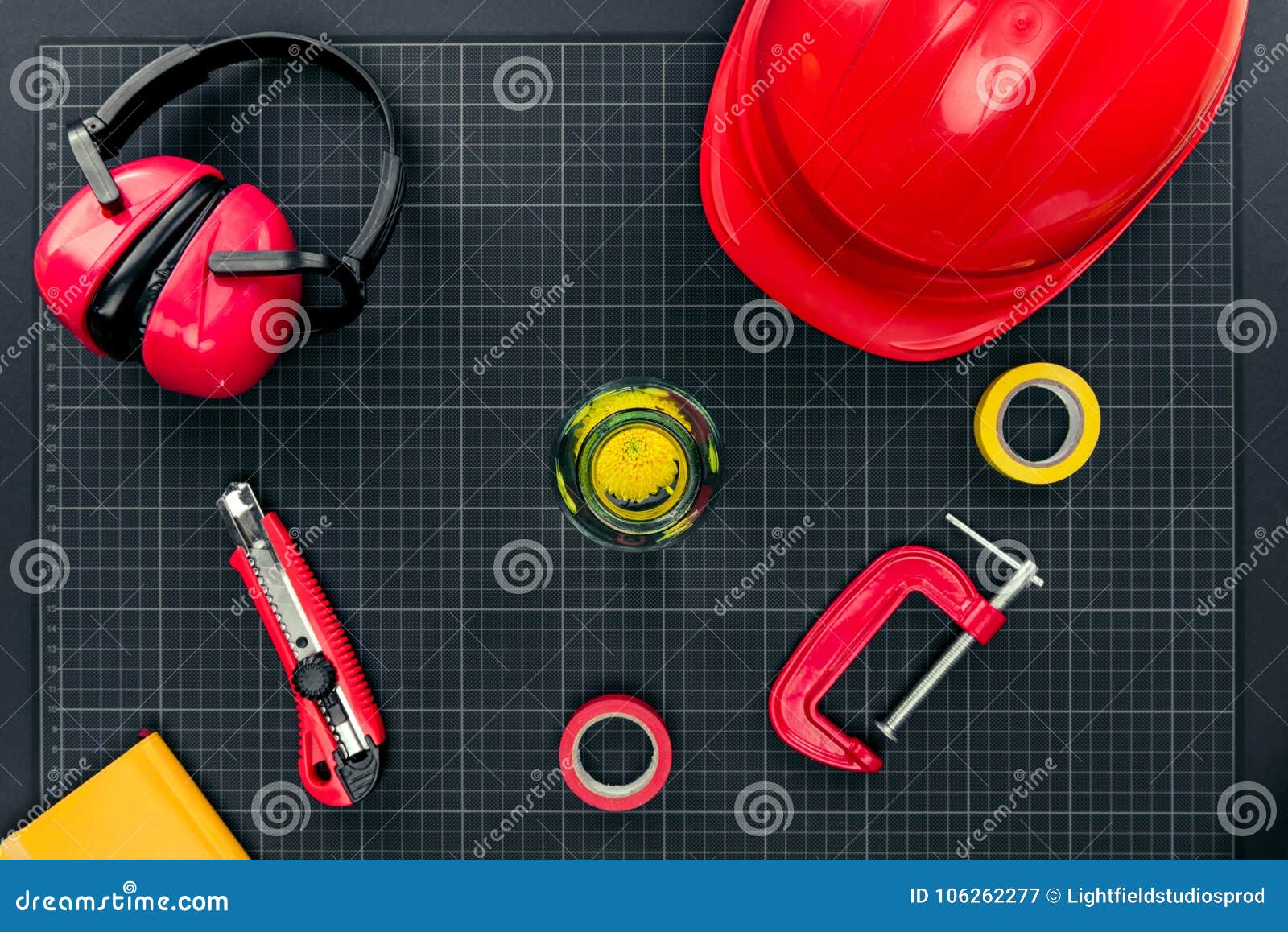 Construction Equipment on Graph Paper Stock Image - Image of toolkit ...