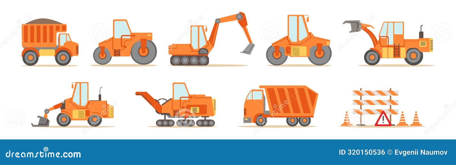 Construction Equipment and Heavy Machine for Industrial Work Vector Set ...