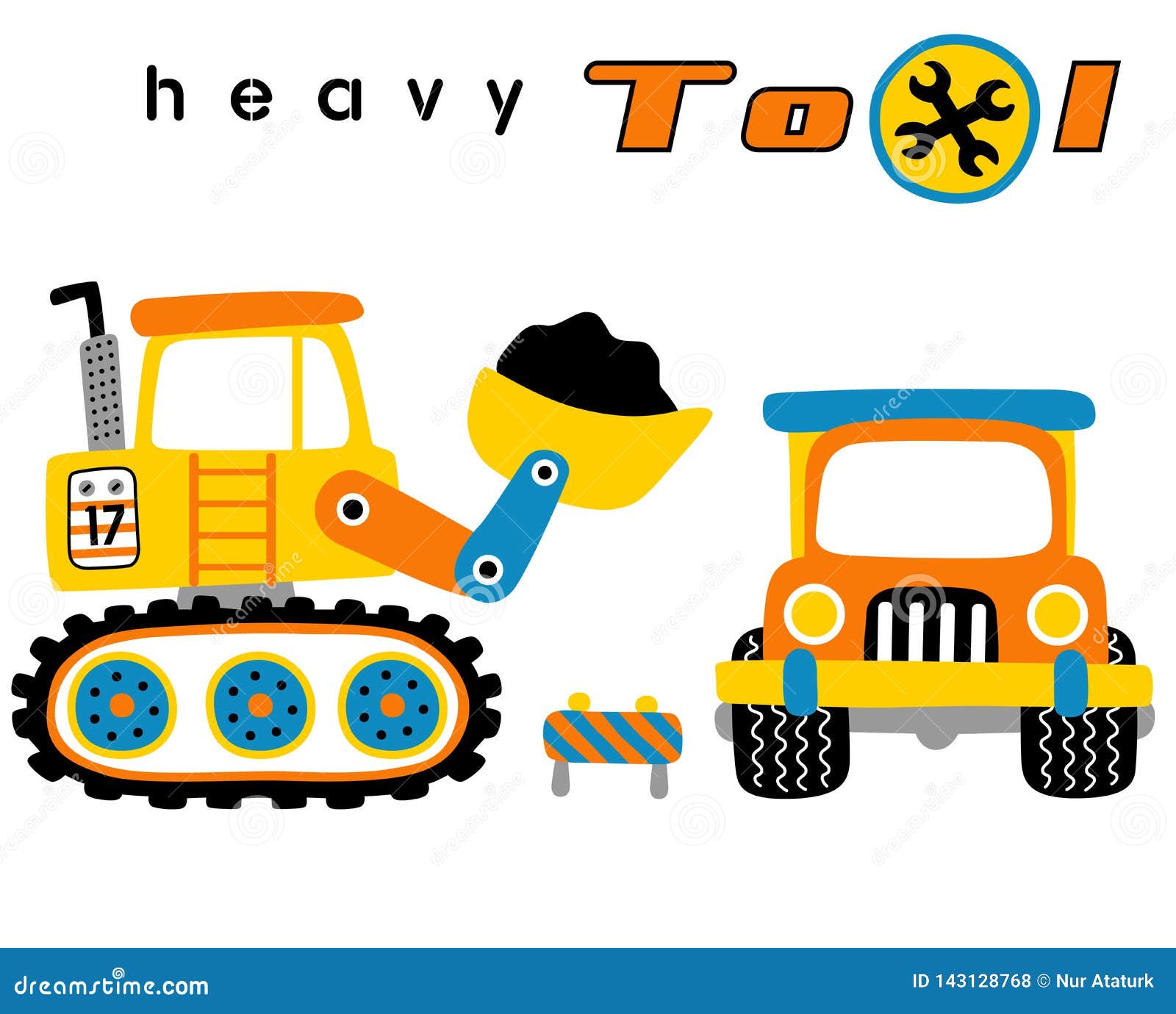 Construction Equipment, Heavy Tools, Digger And Truck, Vector Cartoon ...