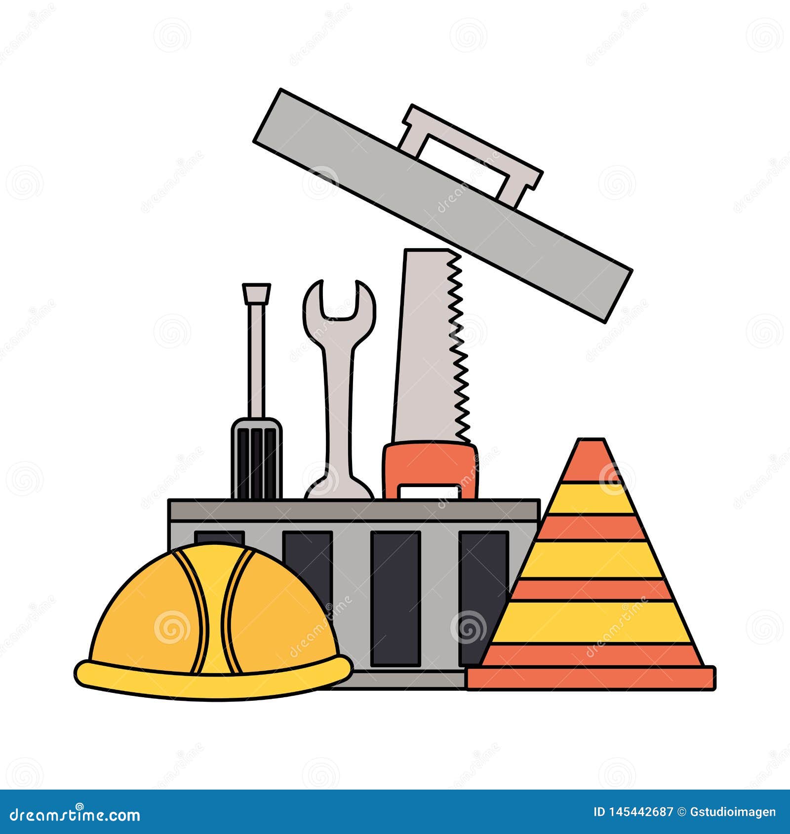Construction Equipment Icon Stock Vector - Illustration of tools, flat ...
