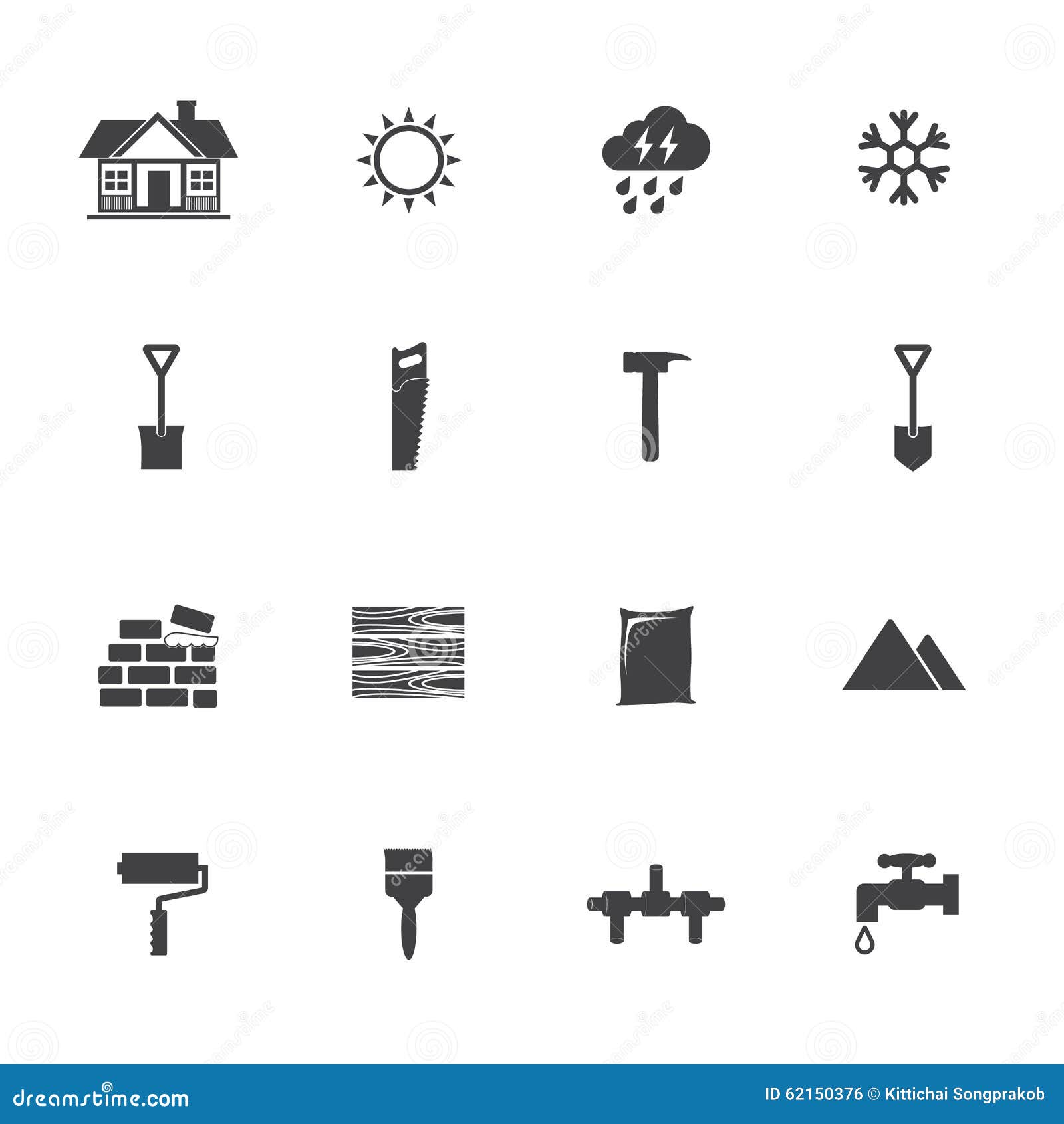 Construction Equipment Icons Set Stock Vector - Illustration of paint ...
