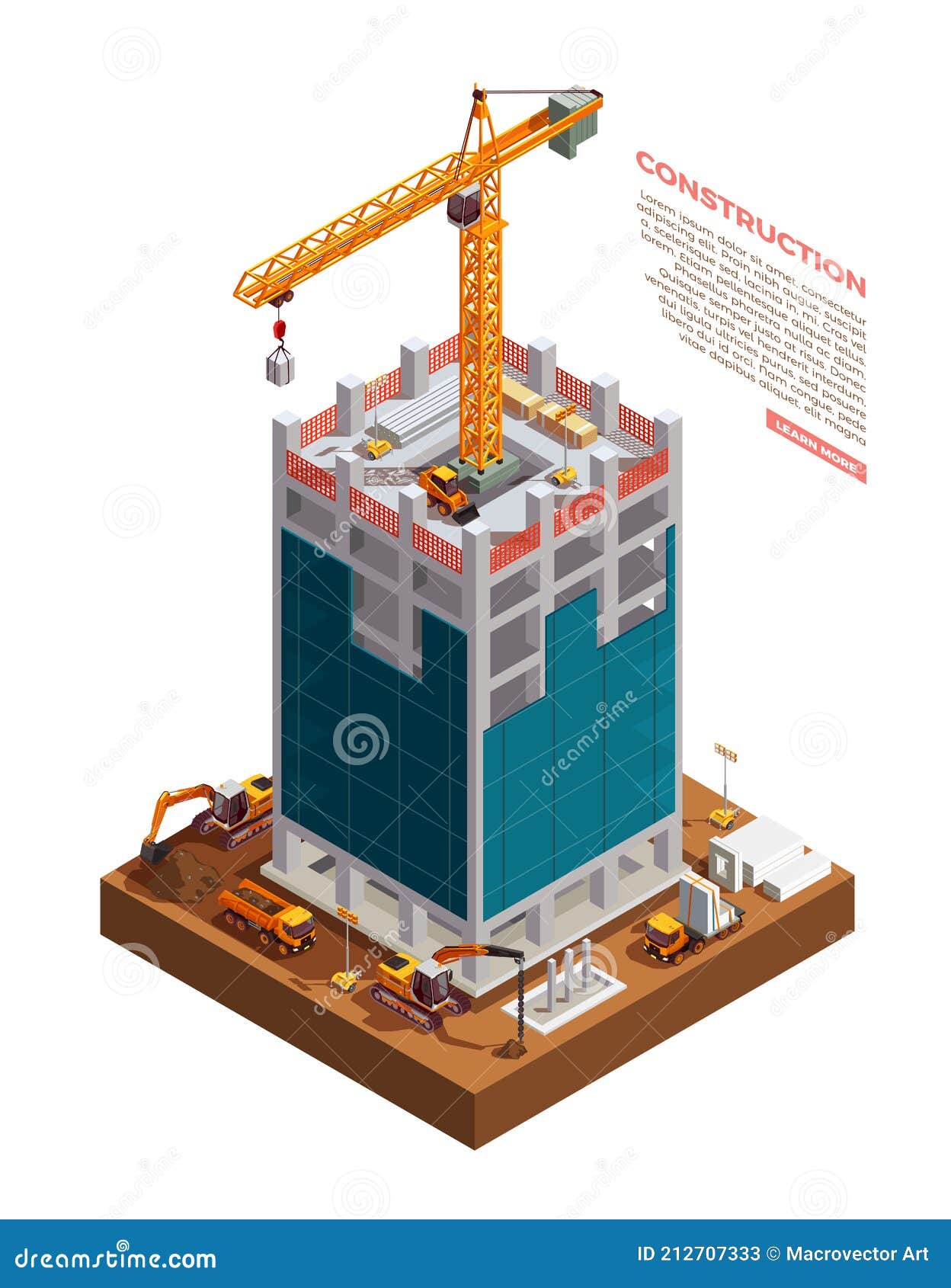 Construction Equipment Isometric Composition Stock Vector ...