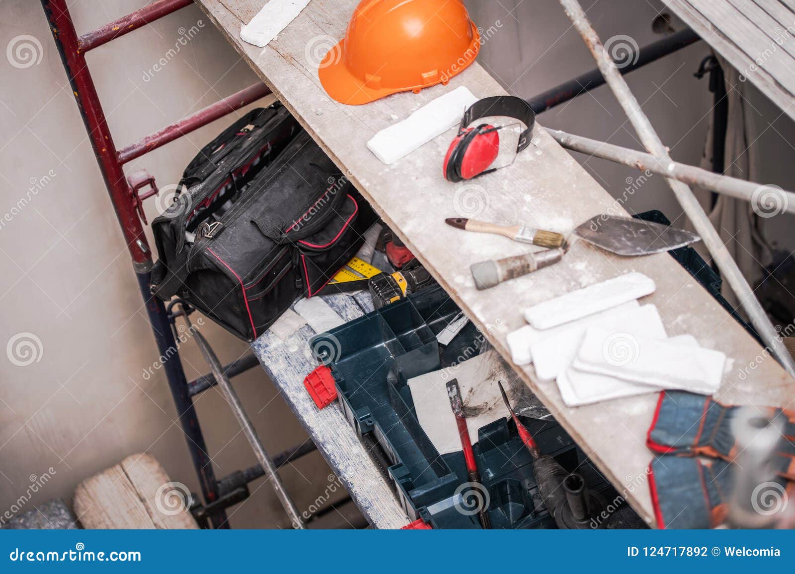 Construction Equipment Mess Stock Photo - Image of industry, hardhat ...