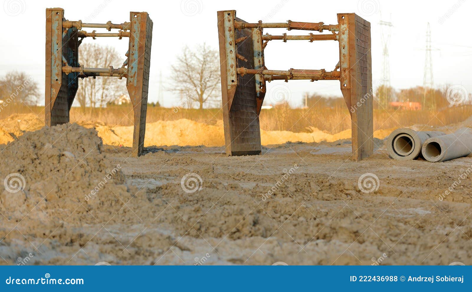 Construction Equipment for Securing Construction Excavations Stock ...