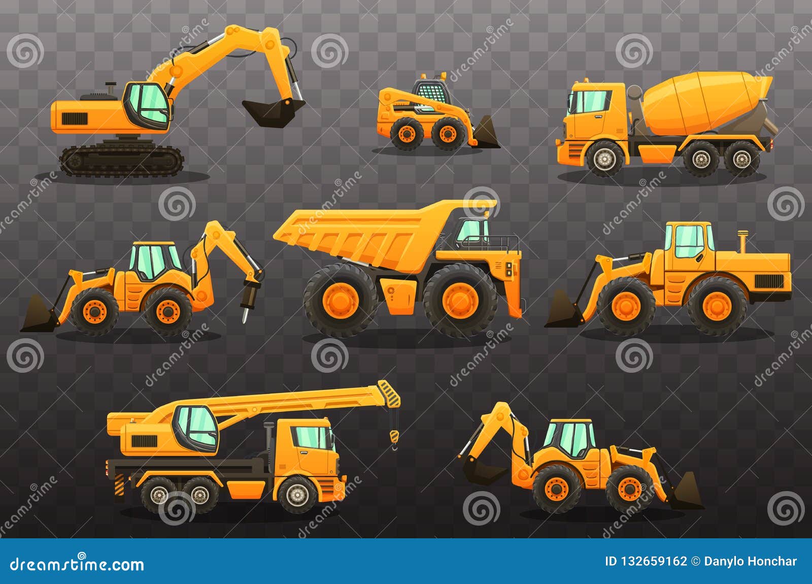 Construction Equipment Set. Vector Eps10 Isolated Illustrations. Stock ...