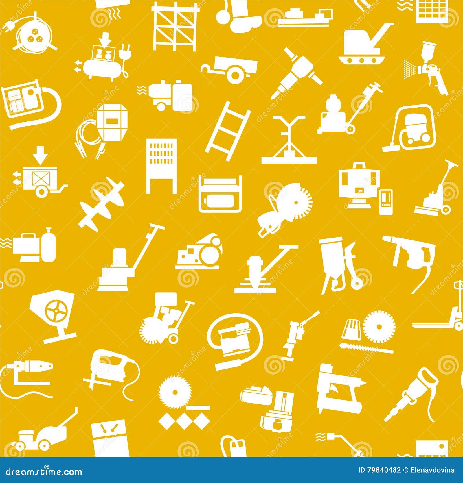 Construction Equipment and Tools, Seamless Pattern, Yellow. Stock ...