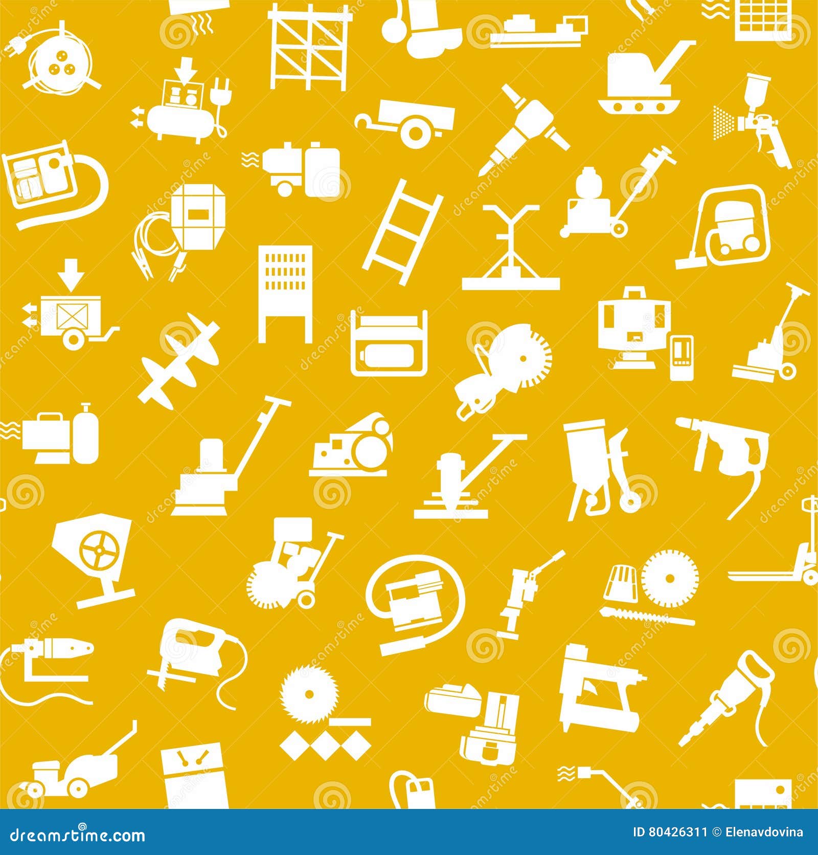 Construction Equipment and Tools, Seamless Pattern, Yellow. Stock ...