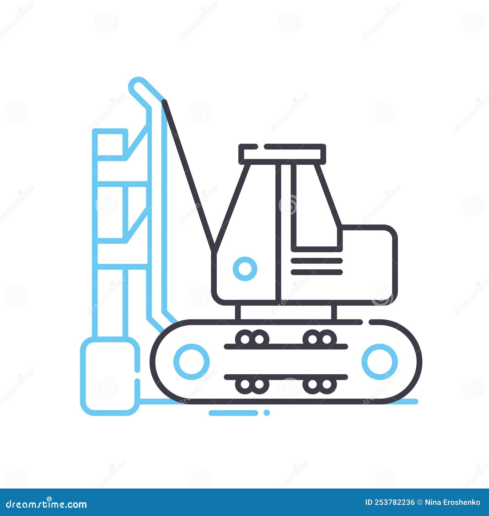 Construction Excavator Line Icon, Outline Symbol, Vector Illustration ...