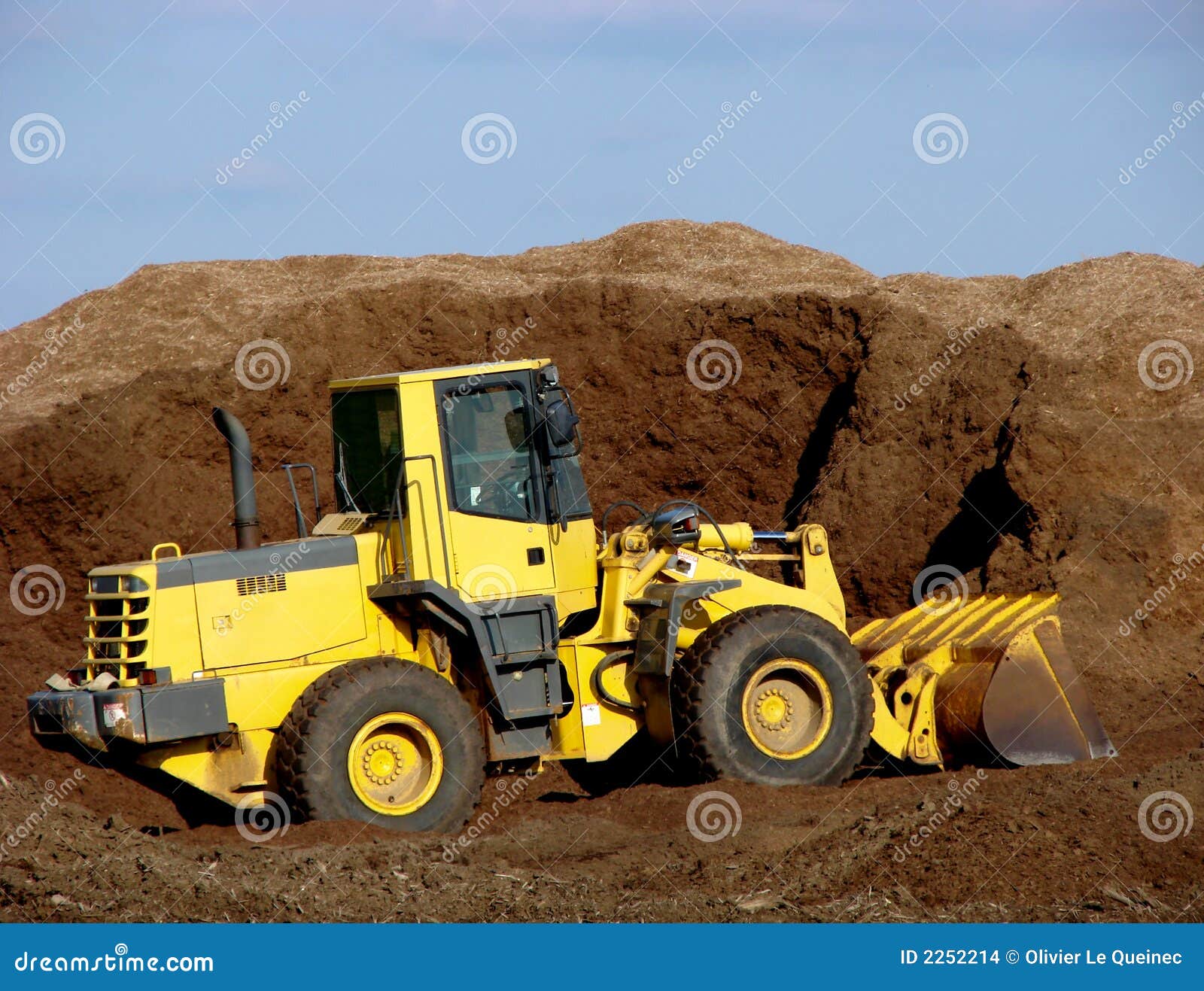 Construction Excavator and Scooper in Pile of Dirt Stock Photo - Image ...