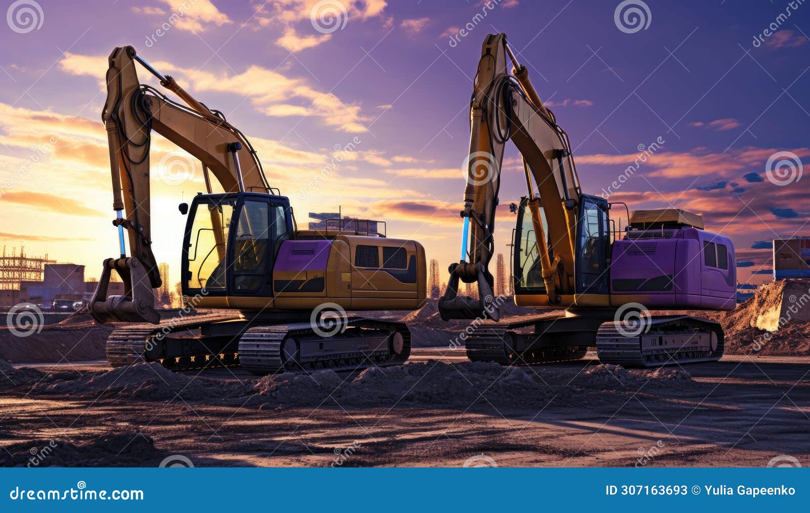Construction New Excavators Earth Mover Machines Stock Photography ...
