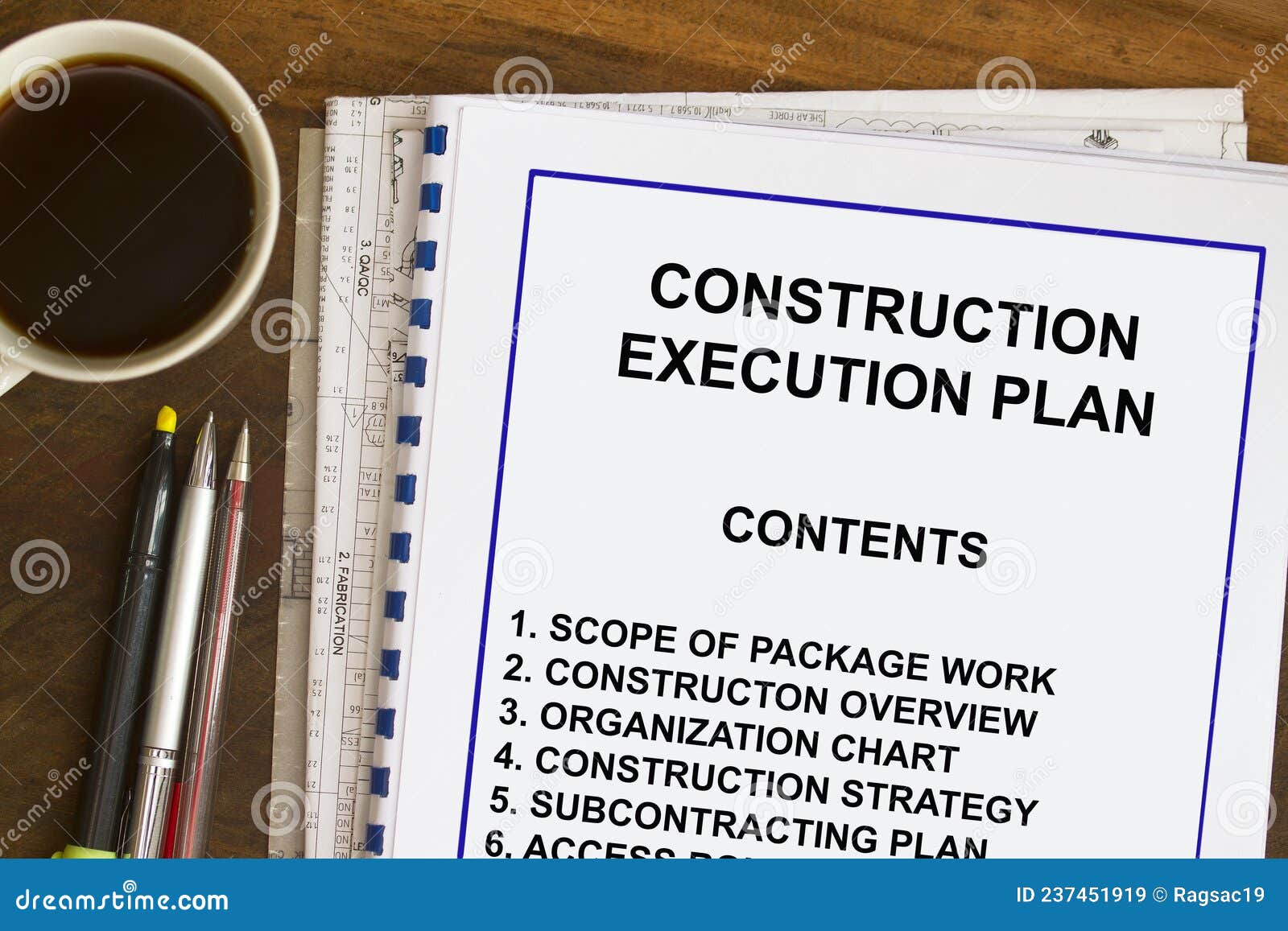 Construction Execution Plan Concept with Contents Stock Image - Image ...